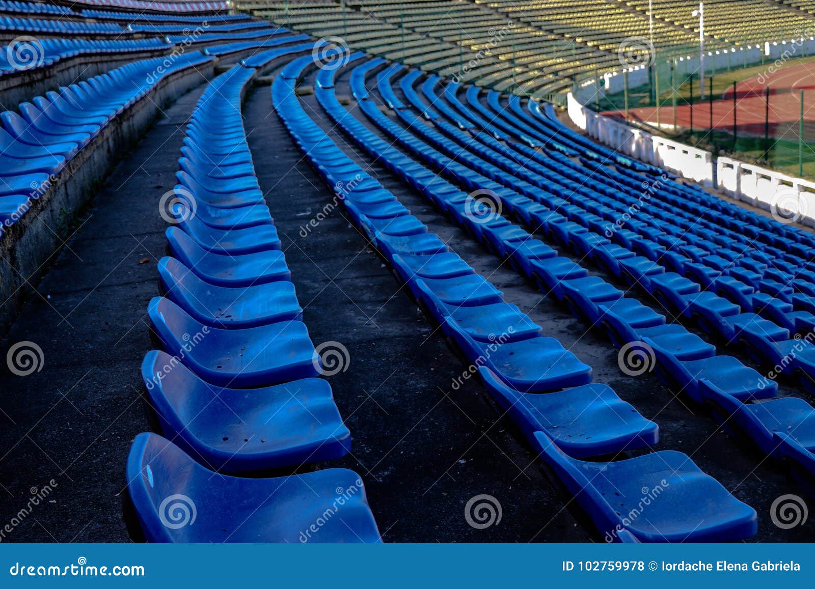 Stadium Chairs Rows in Blue Stock Photo - Image of backgrounds ...