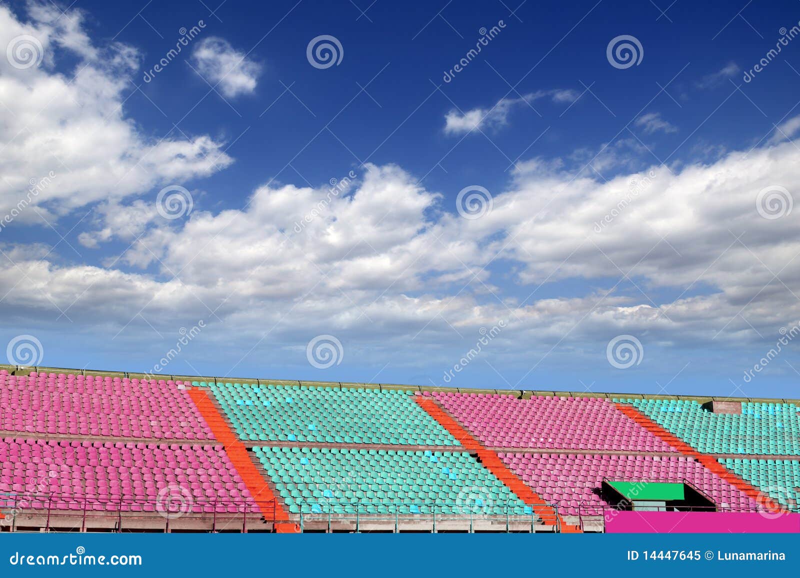 Stadium Colorful Grandstand Blue Sky Stock Image - Image of football ...