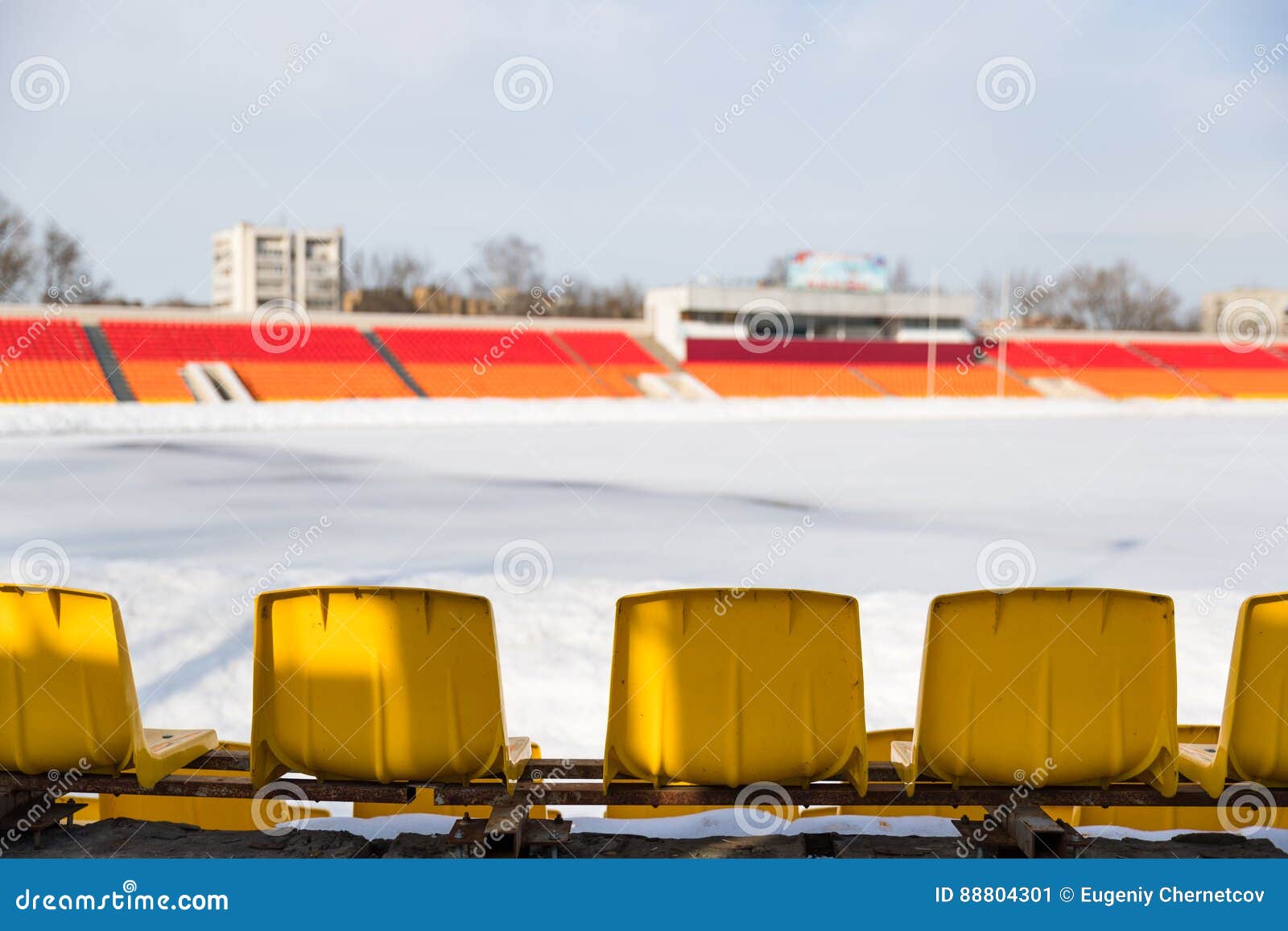 The Stadium Covered with Snow in Winter Stock Image - Image of public ...