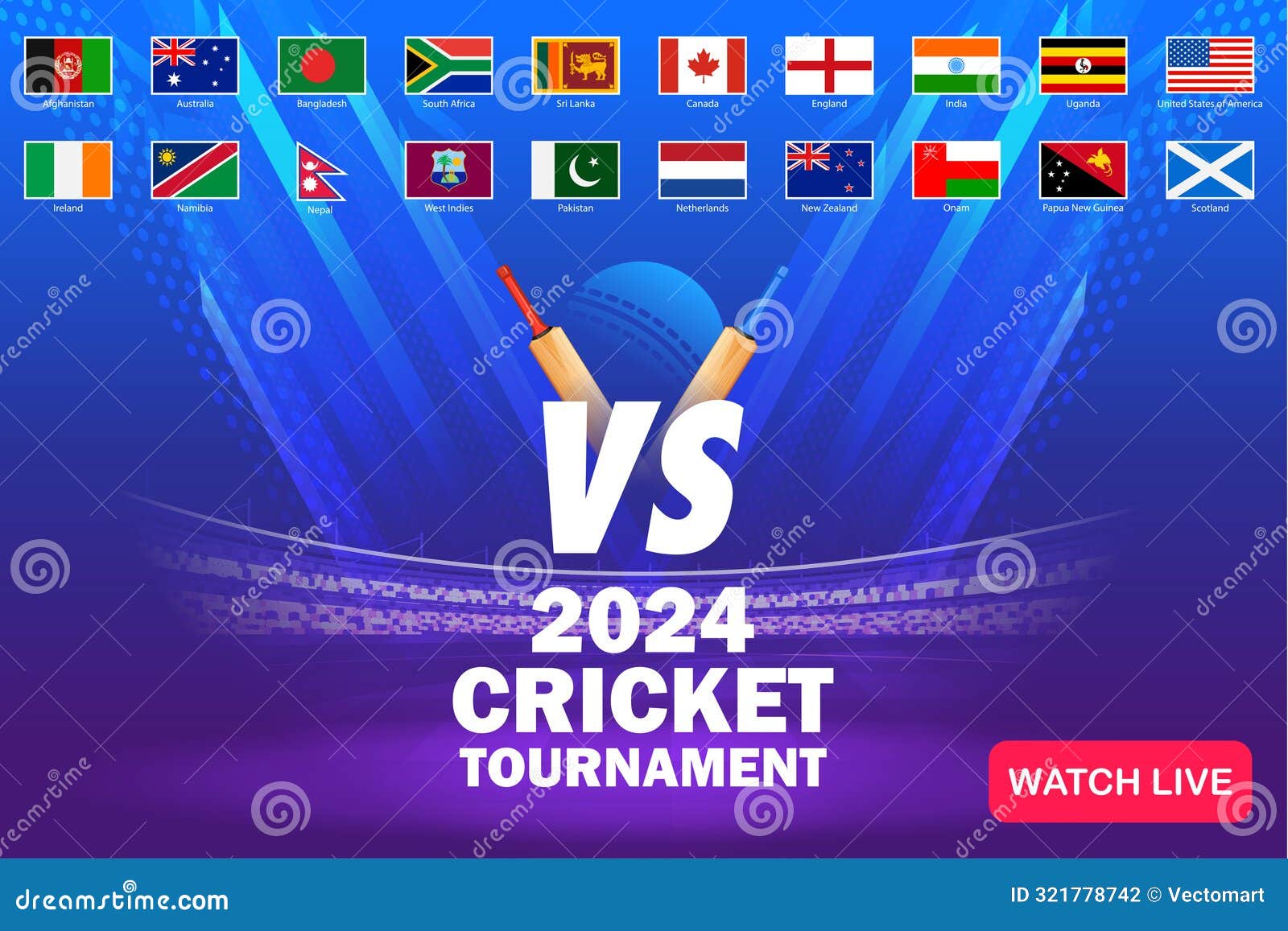 Stadium of Cricket Showing Flags of Participating Countries Stock ...