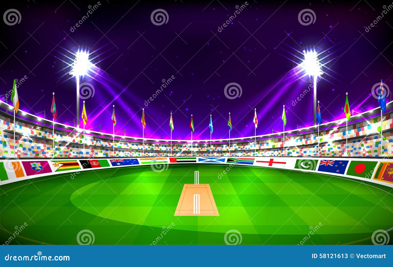 Stadium of Cricket Showing Flags of Participating Countries Stock ...