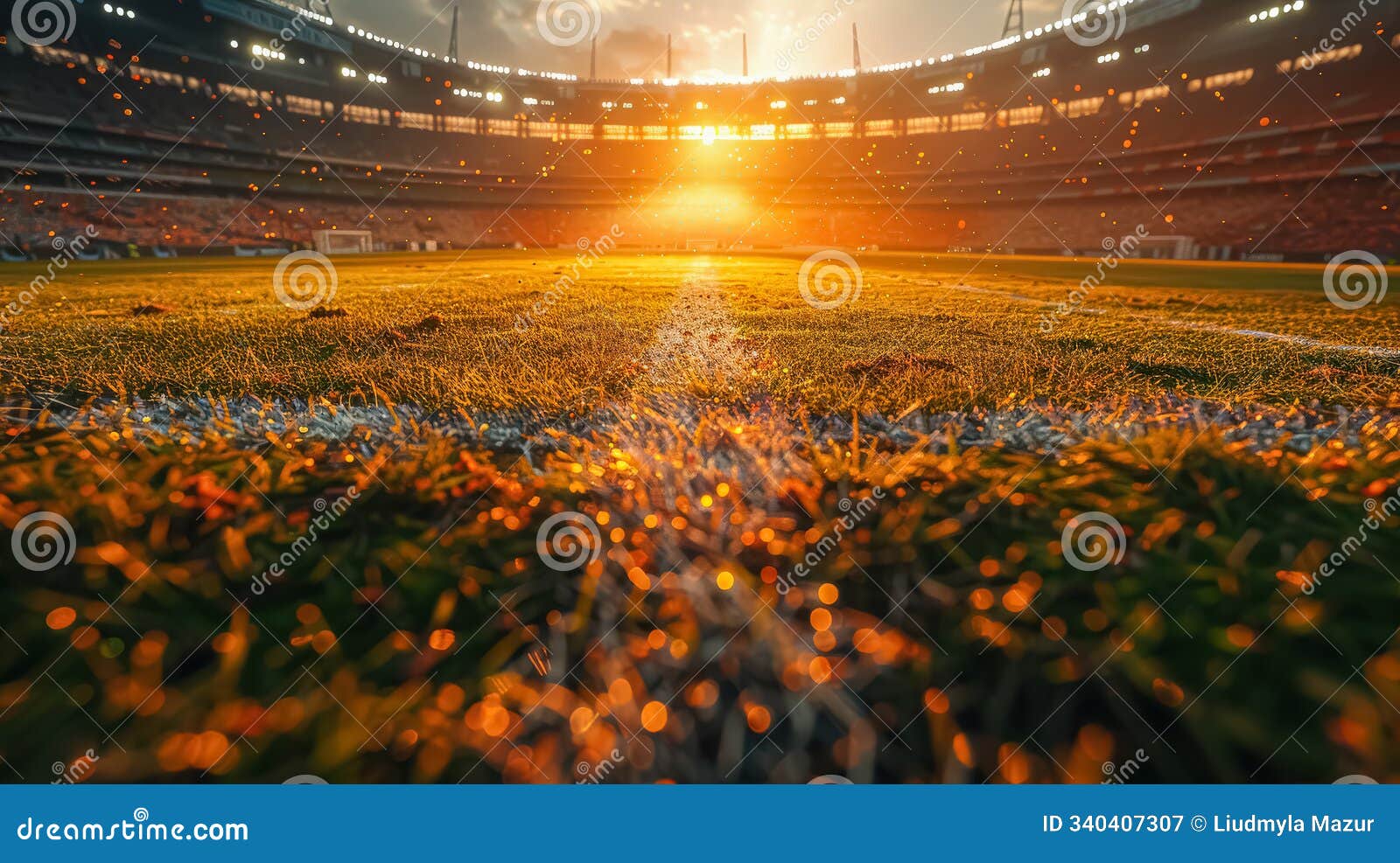 Stadium Field with a Sun Shining on it Stock Image - Image of shining ...