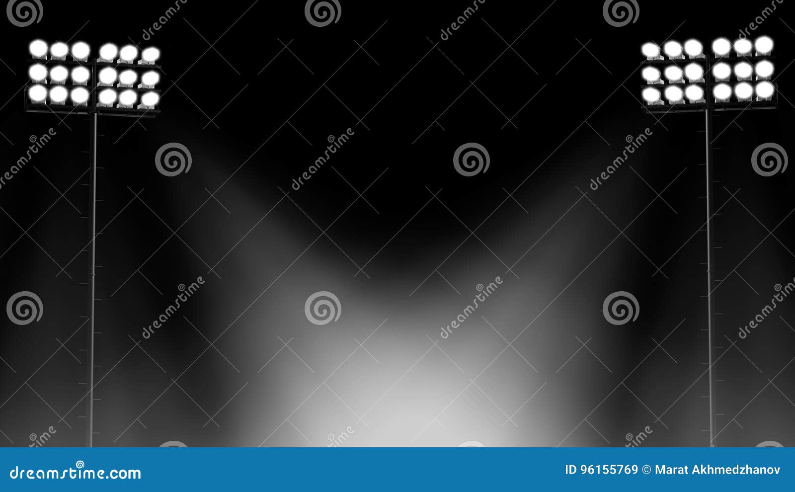 Stadium Flood Lights Turned on on a Black Background 3d Render ...