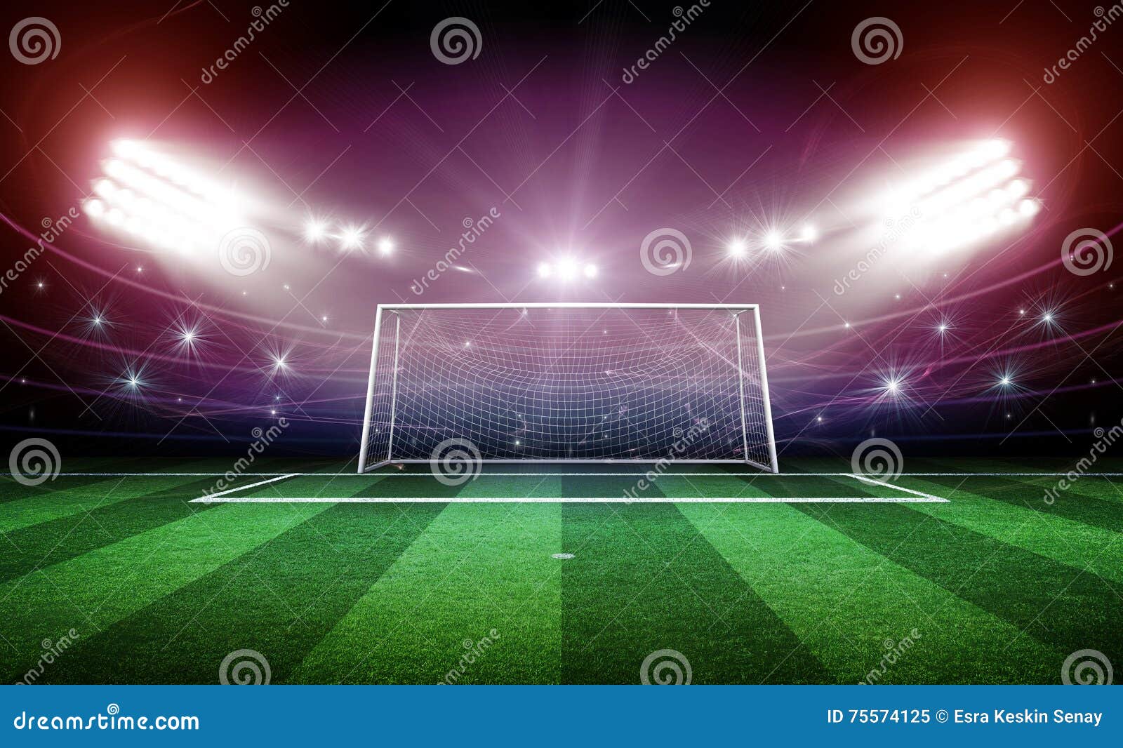 Stadium with Goal post 3d stock image. Image of playground - 75574125