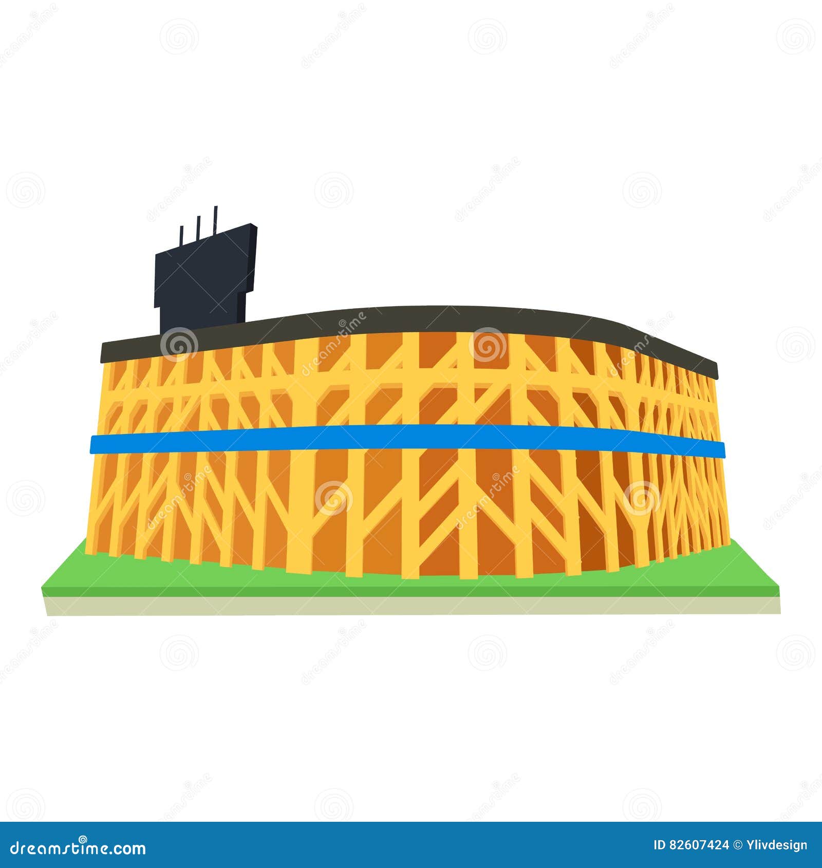 Stadium Icon, Cartoon Style Stock Vector - Illustration of sport, black ...