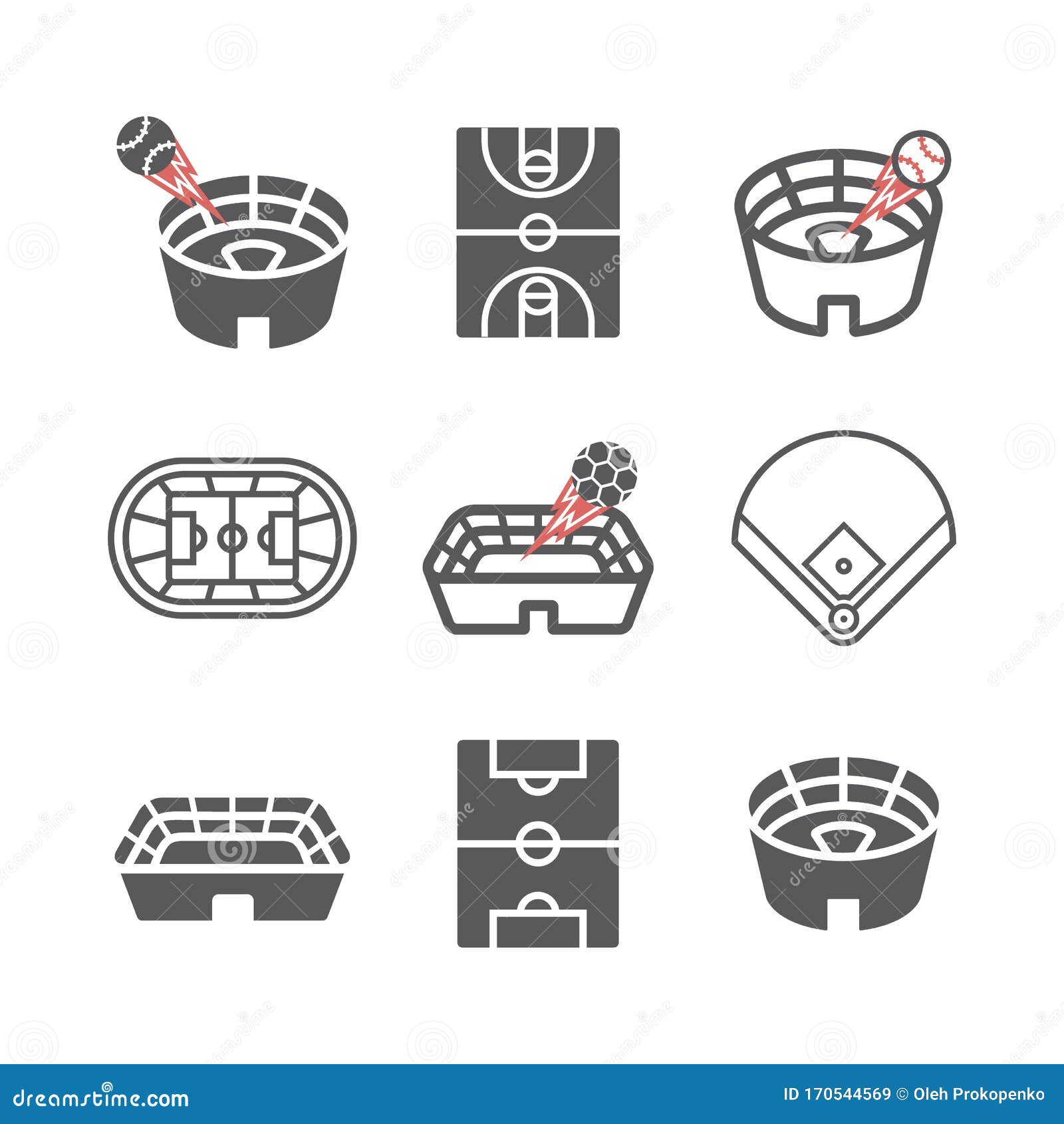 Stadium Icons Set. Vector Signs for Web Graphics Stock Vector ...