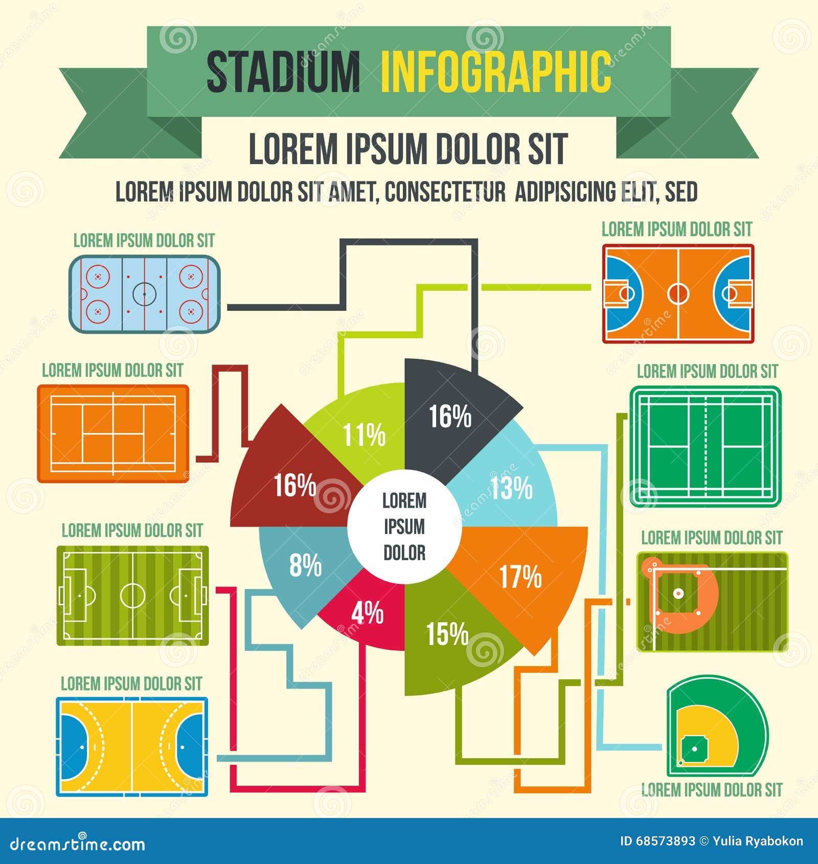 Stadium Infographic Elements, Flat Style Stock Vector - Illustration of ...