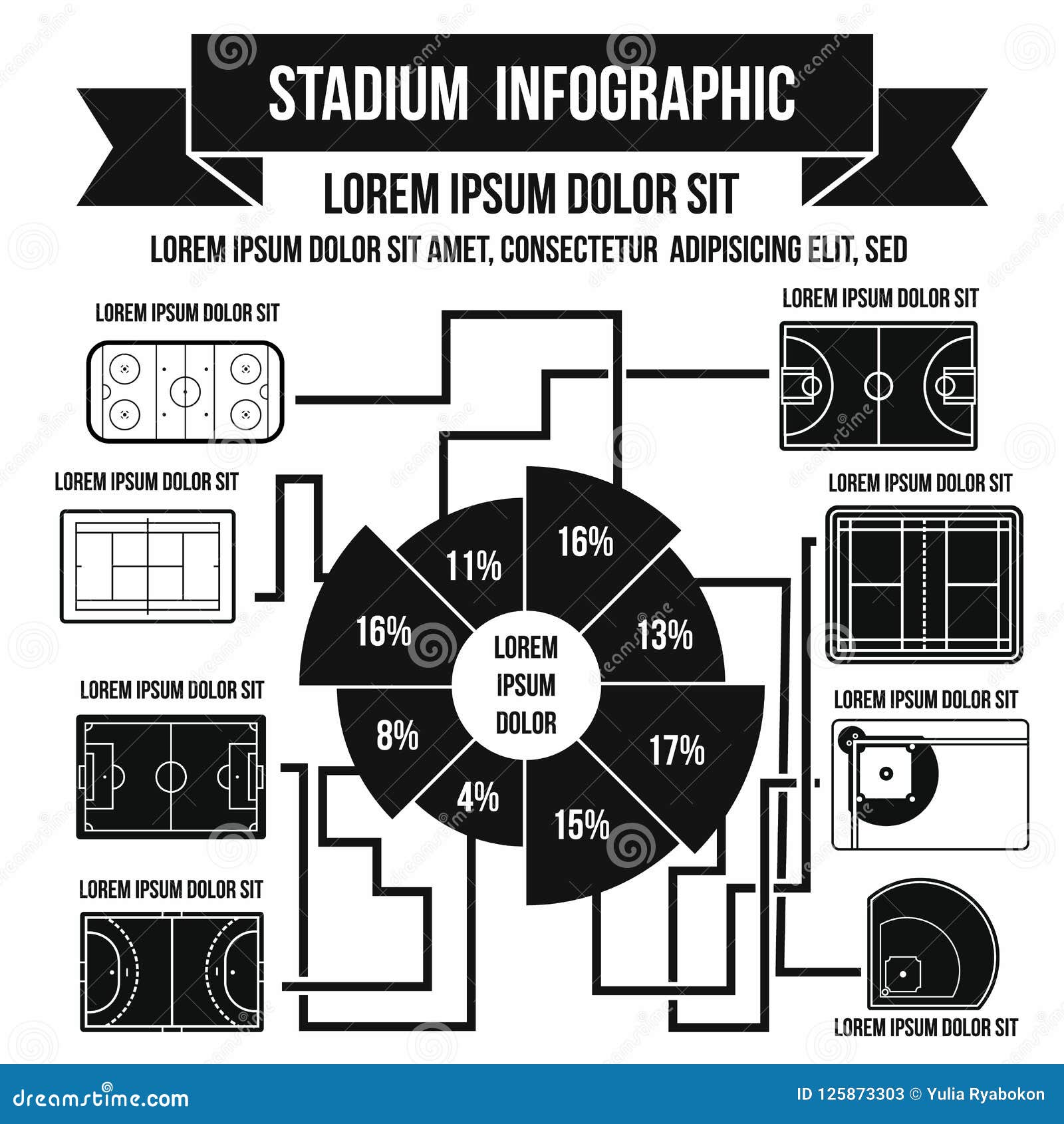 Stadium Infographic Elements, Simple Style Stock Illustration ...