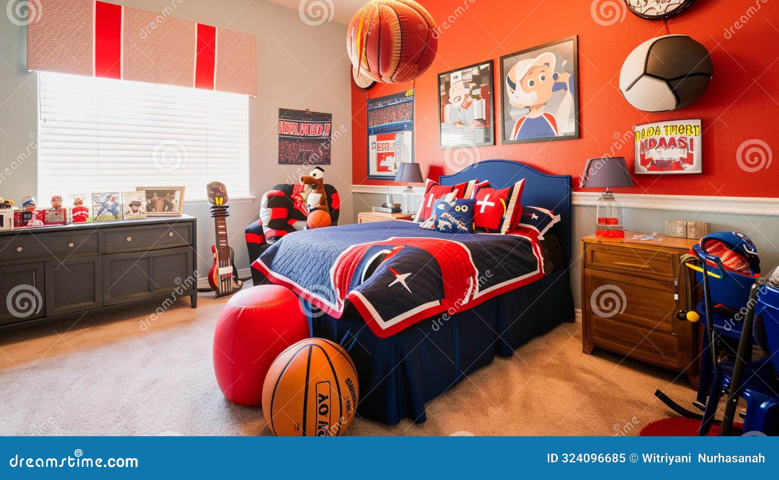 Stadium Inspired Decor, Sports Themed Bedding. Generative Ai Stock ...