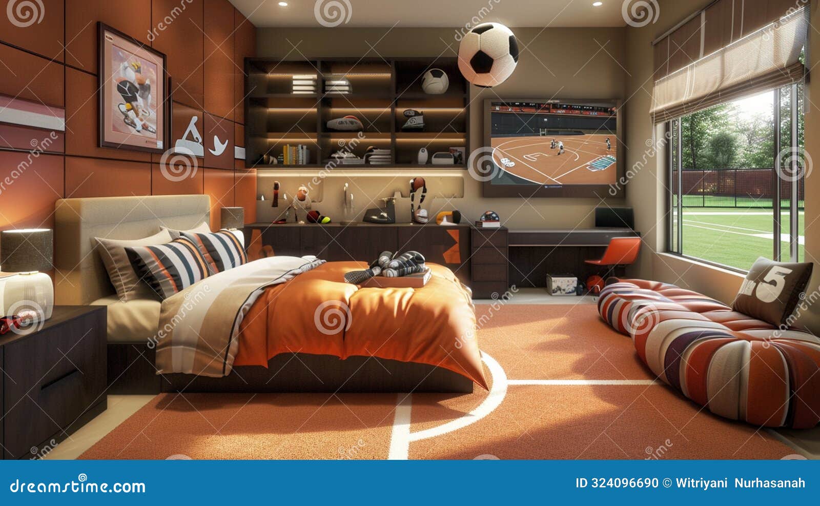 Stadium Inspired Decor, Sports Themed Bedding. Generative Ai Stock ...