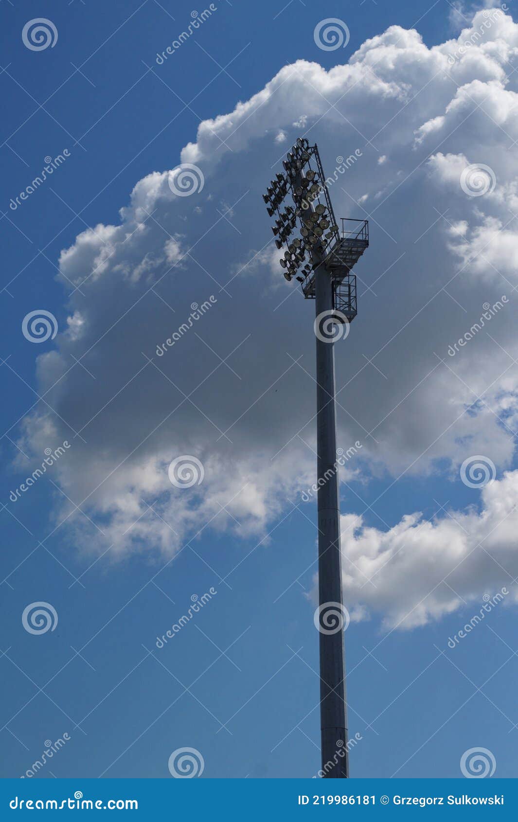 Stadium lighting mast stock image. Image of tower, steel - 219986181