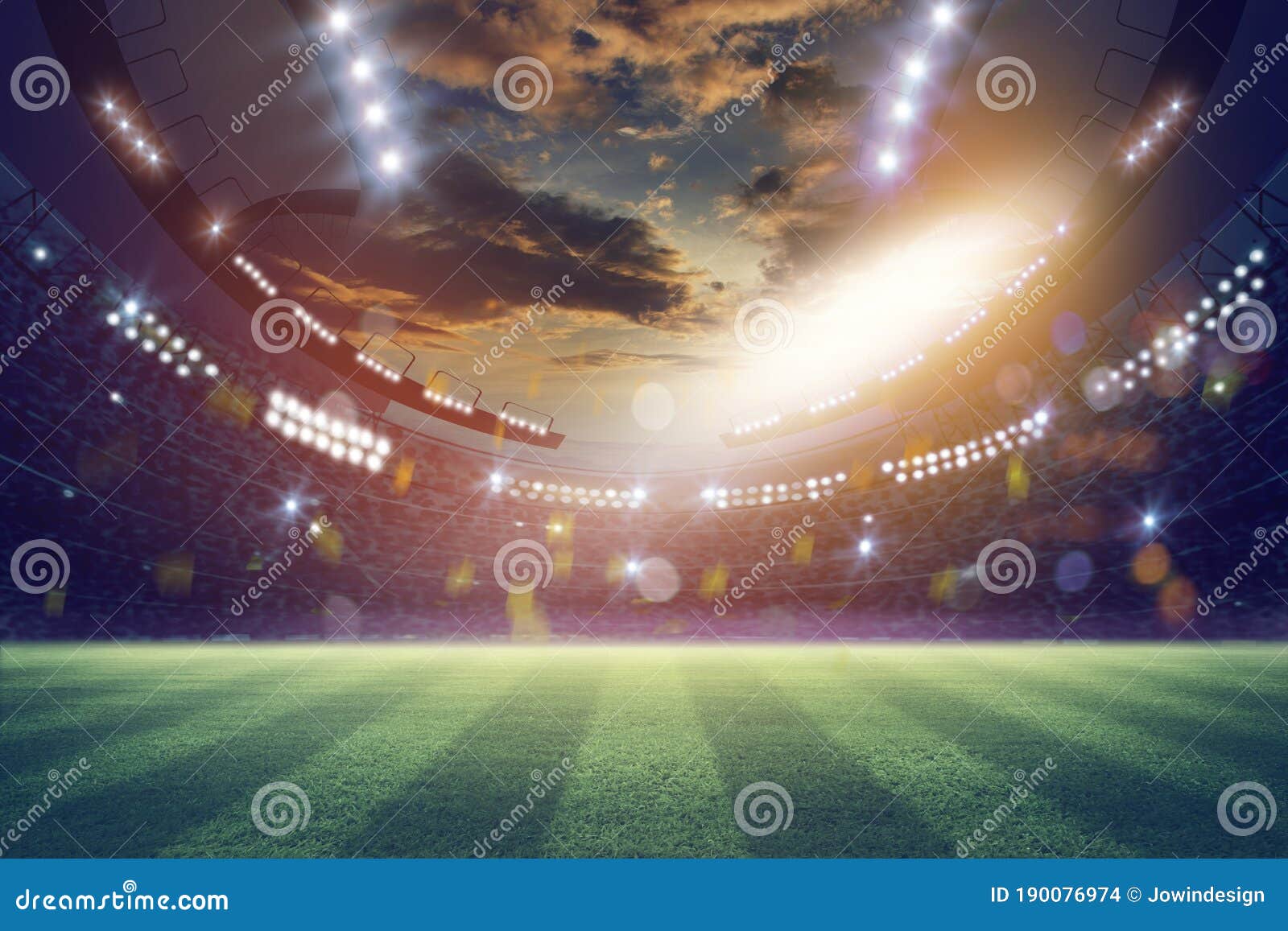 Stadium in Lights and Flashes 3d Stock Photo - Image of game, soccer ...