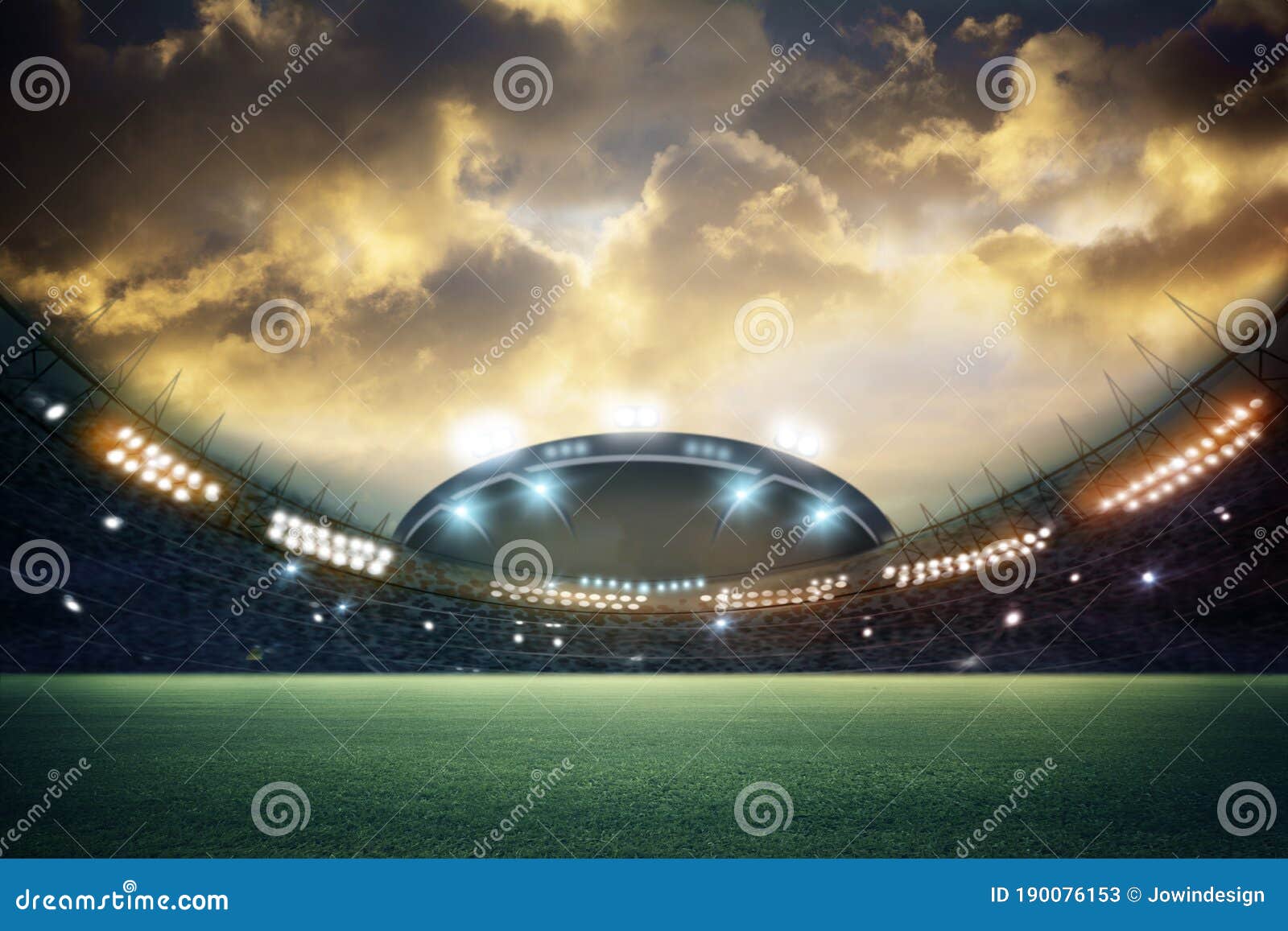 Stadium in Lights and Flashes 3d. Stock Image - Image of field, glowing ...