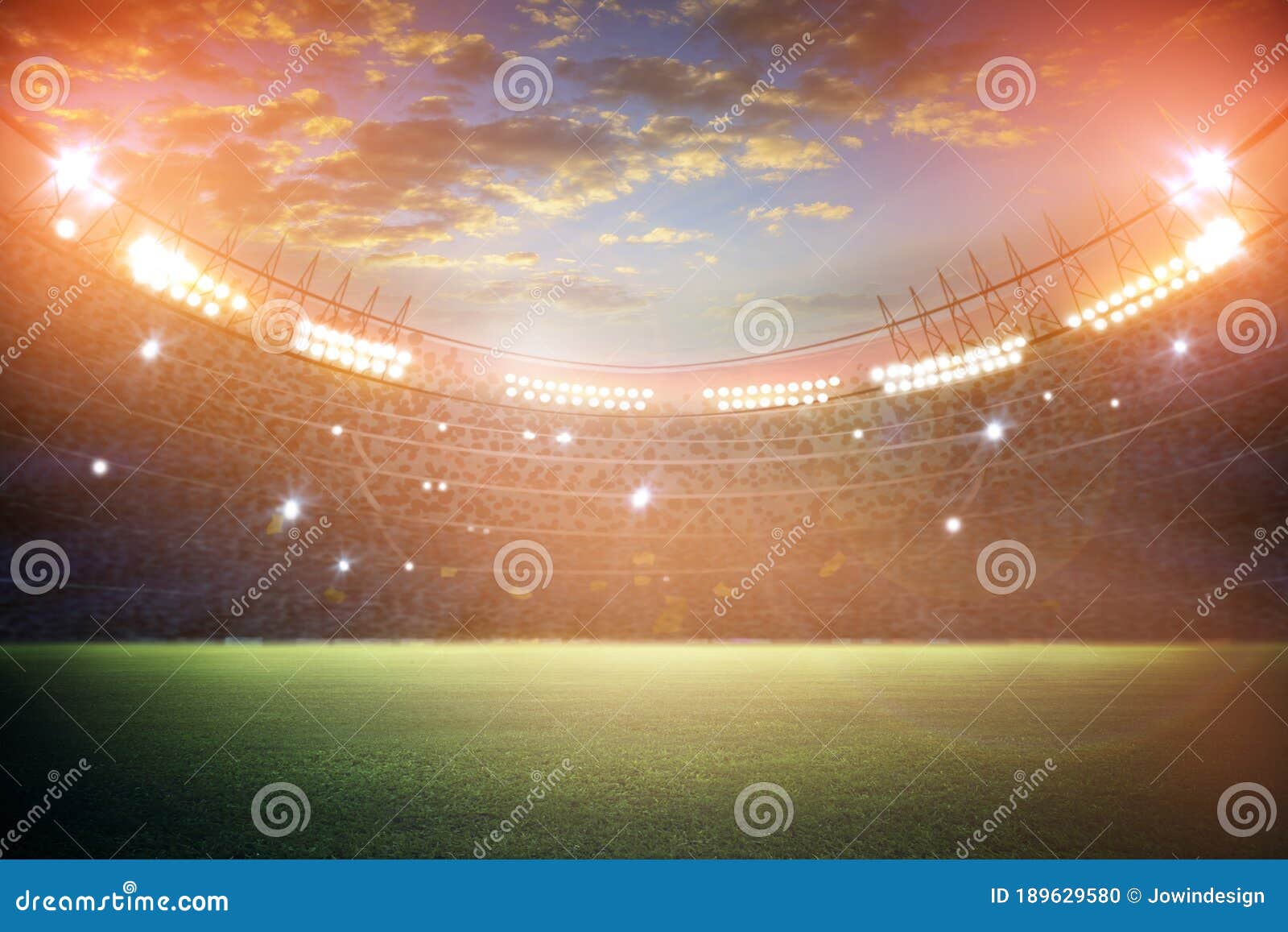 Stadium in Lights and Flashes Stock Photo - Image of glow, gleam: 189629580