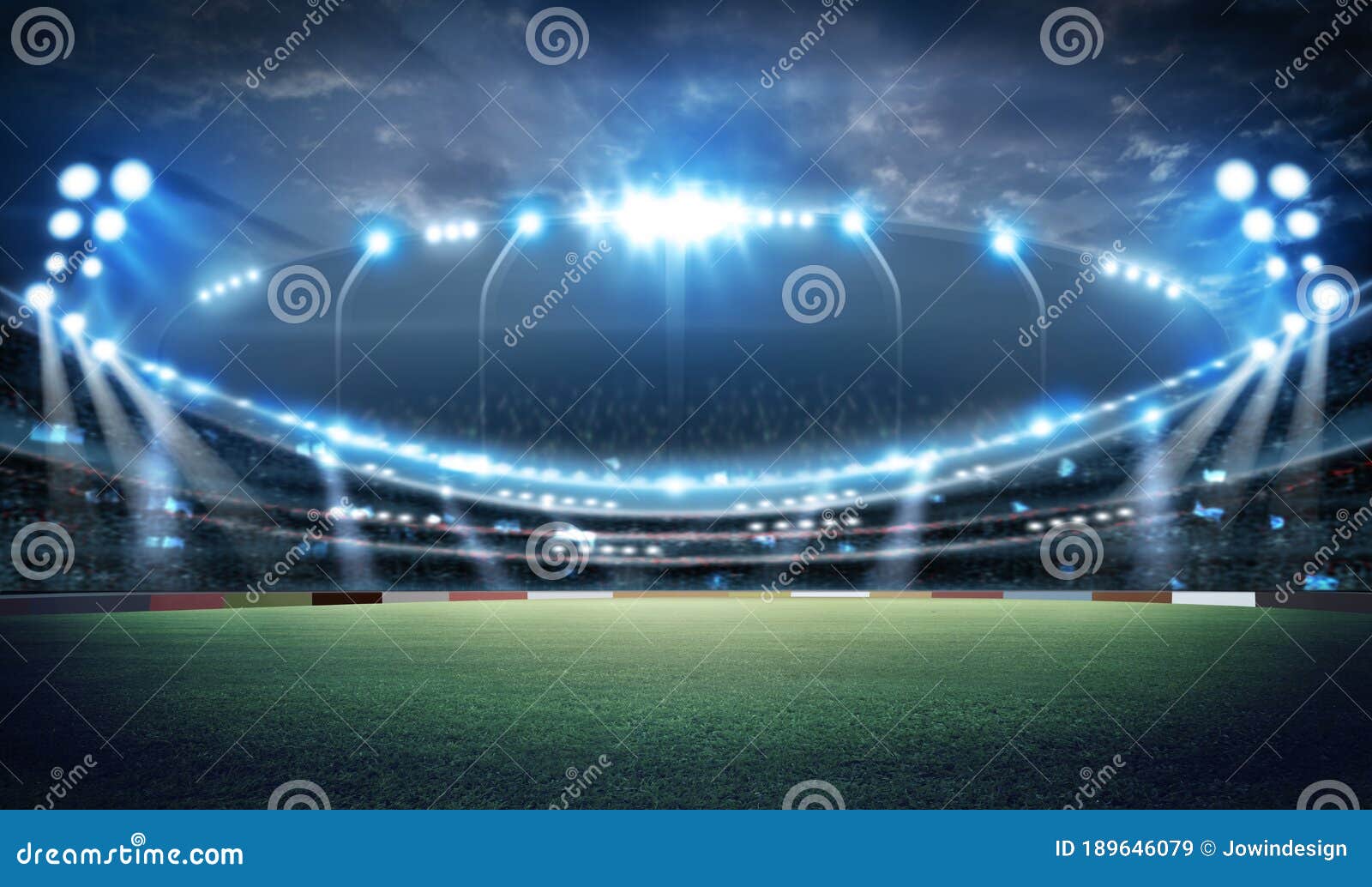 Stadium in Lights and Flashes. Stock Image - Image of lamp, football ...