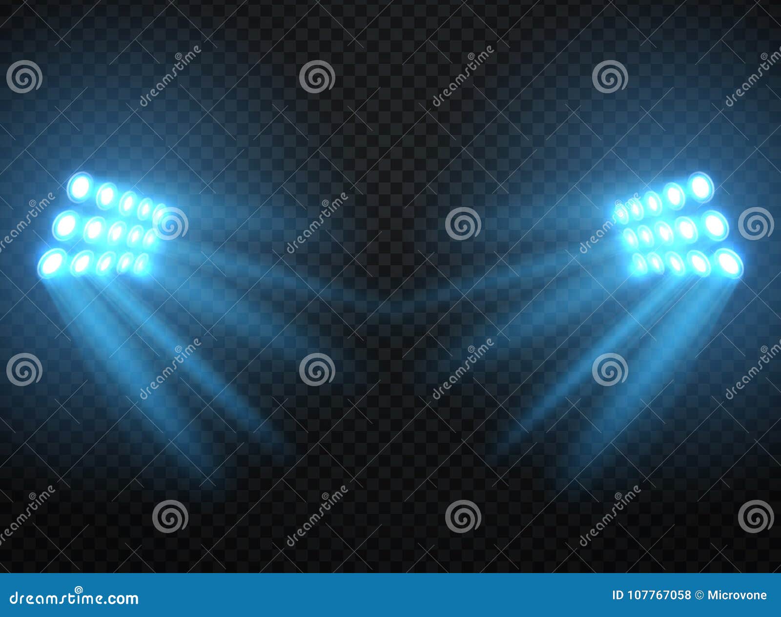 Vector Spotlight Set. Bright Light Beam. Transparent Realistic Effect ...
