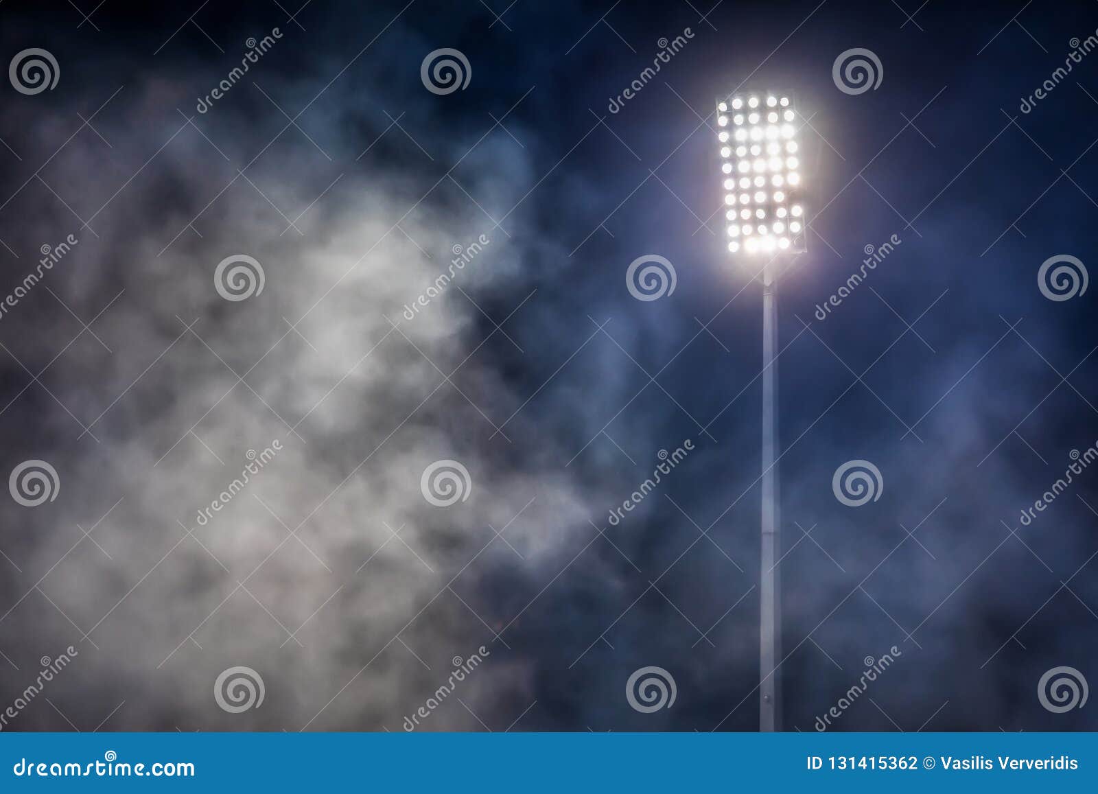 Stadium lights and smoke stock photo. Image of atmosphere - 131415362