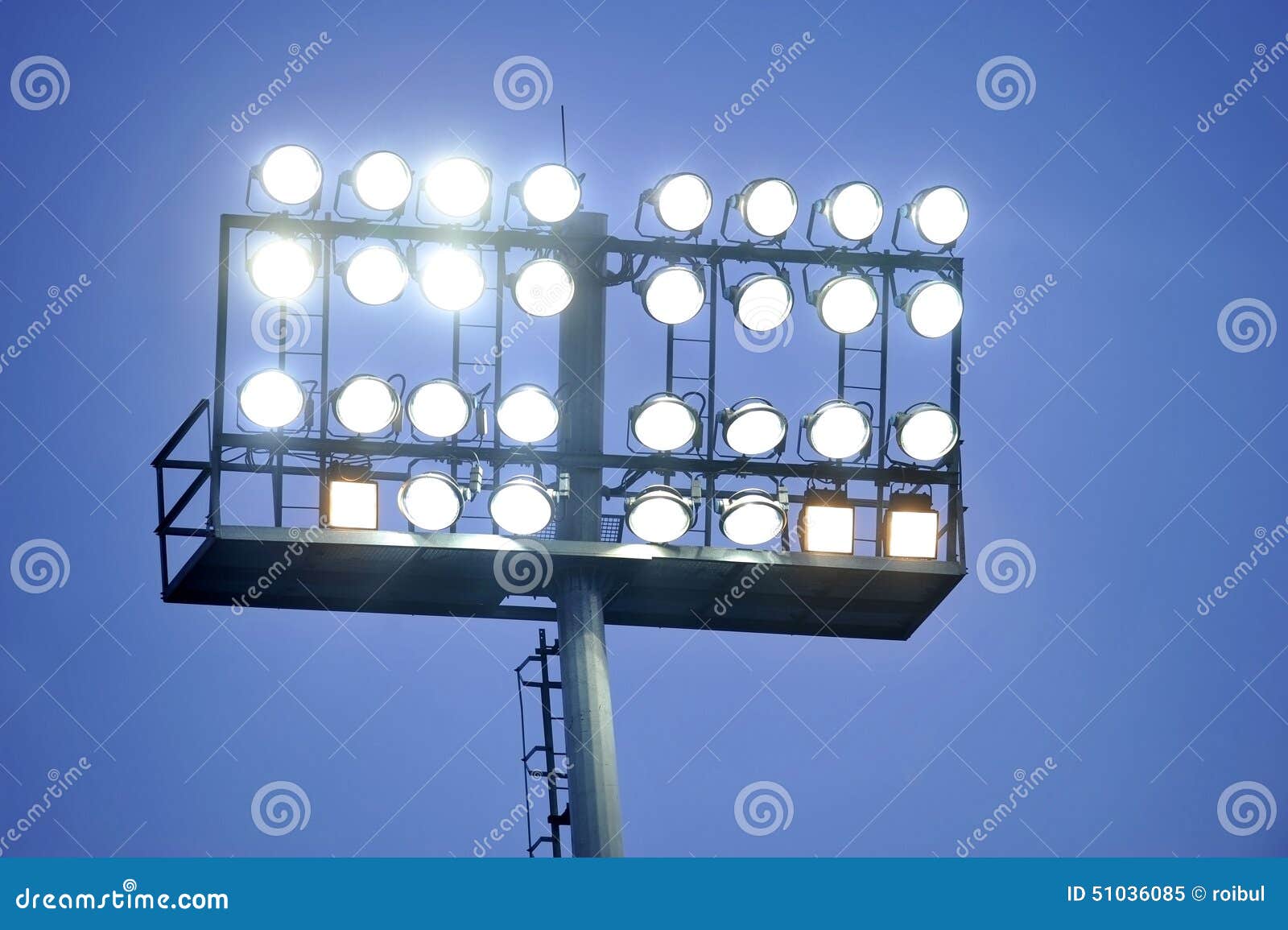 Stadium lights at sunset stock image. Image of spot, industrial - 51036085