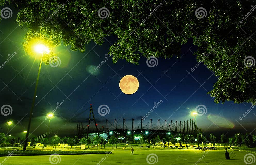 Stadium moon night stock photo. Image of sports, game - 2013384
