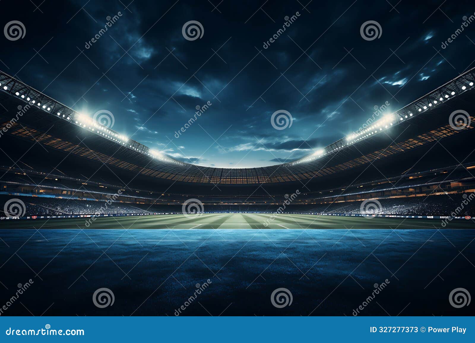 Stadium at Night with Lights and Flashes 3d Render Illustration Stock ...