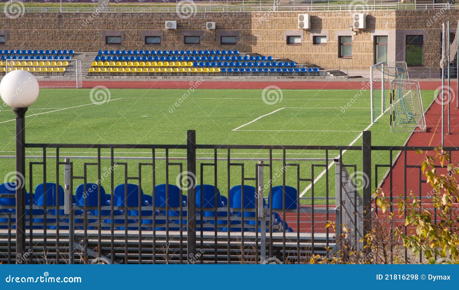 Stadium Part with Sits and Football Field Stock Photo - Image of ...