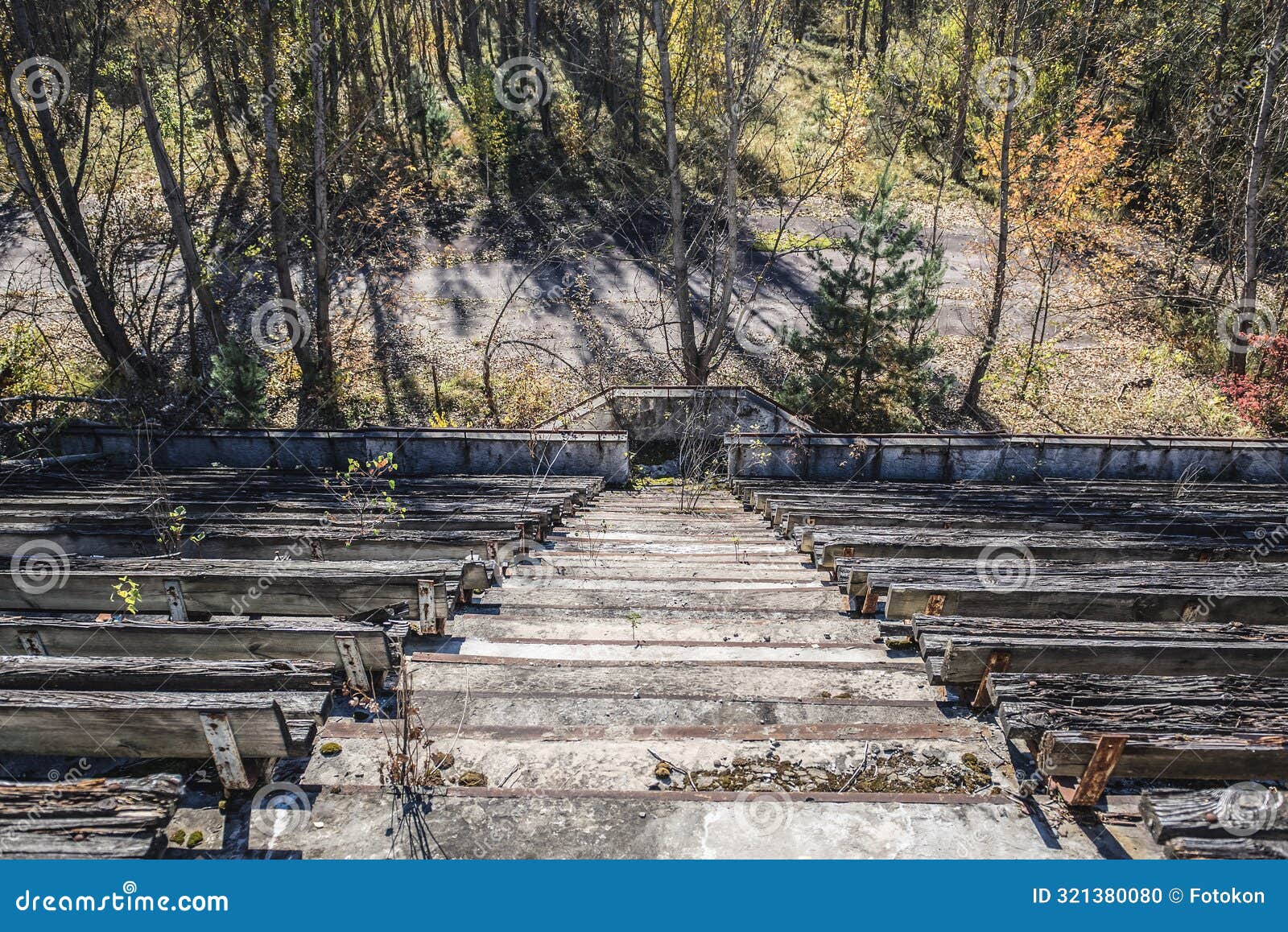 Bench In Pripyat Town, Chernobyl Exclusion Zone, Ukraine Royalty-Free ...