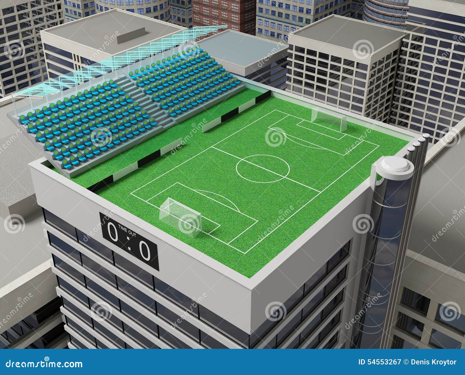 Stadium on the roof. stock illustration. Illustration of football ...