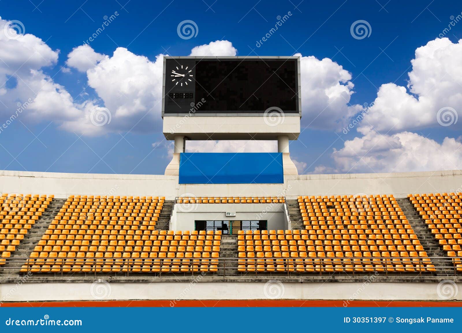 Stadium with scoreboard stock image. Image of plastic - 30351397