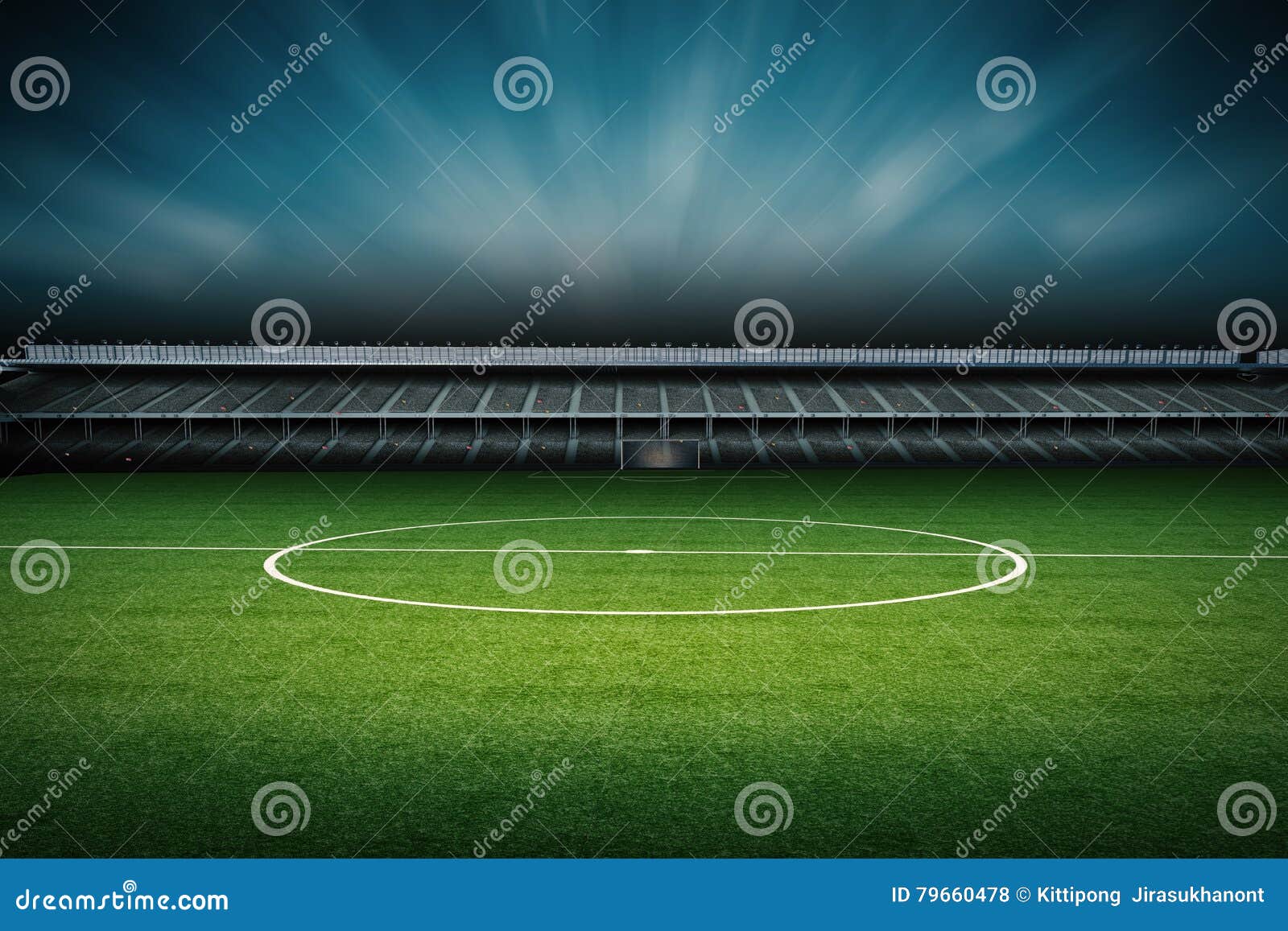 Stadium with soccer field stock illustration. Illustration of football ...