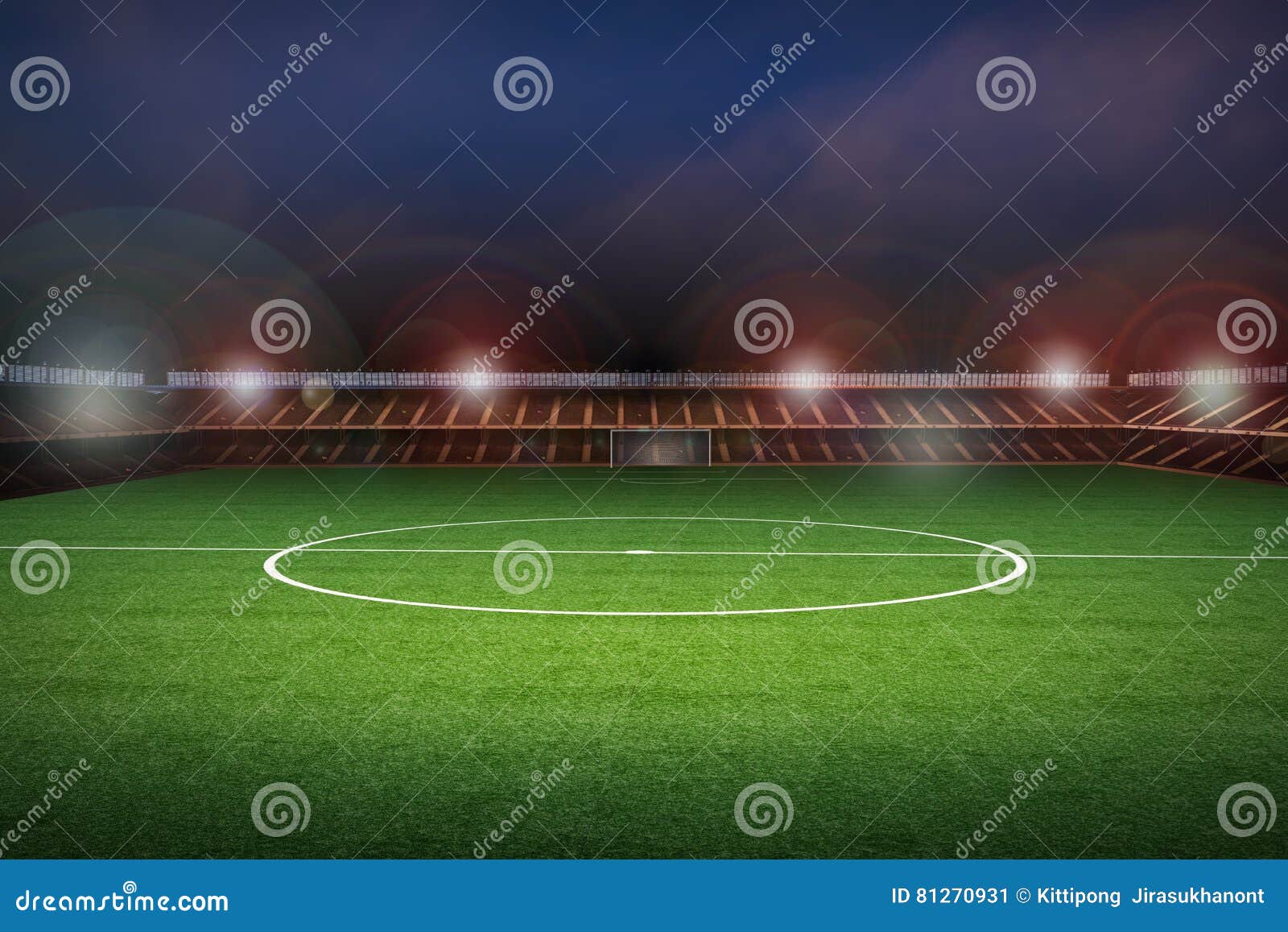 Stadium with soccer field stock illustration. Illustration of field ...