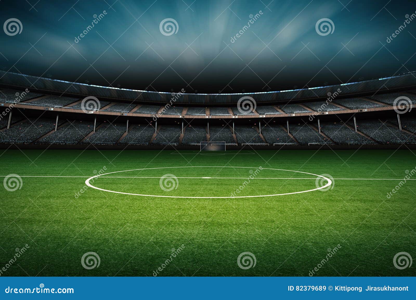 Stadium with soccer field stock illustration. Illustration of green ...