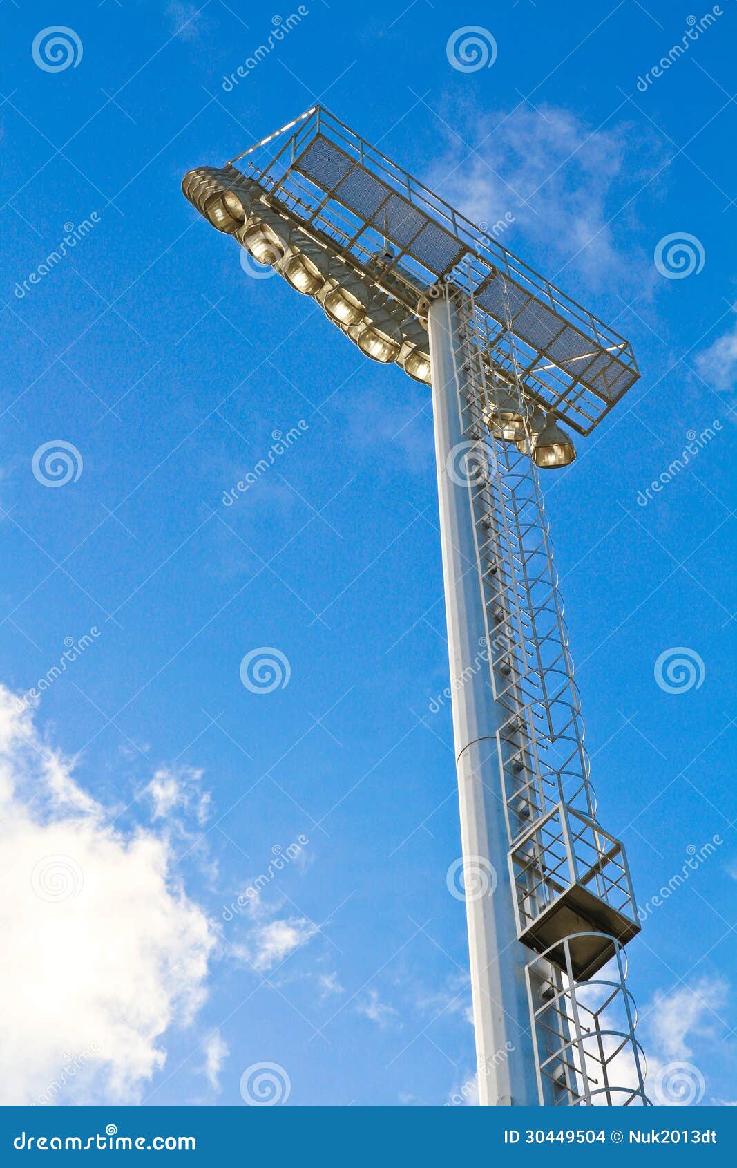 Stadium Spot Light Post in the Sunshine Day Stock Photo - Image of ...