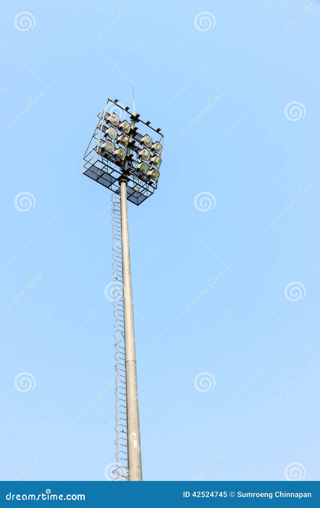 The Stadium Spot-light Tower Stock Image - Image of bulb, glowing: 42524745