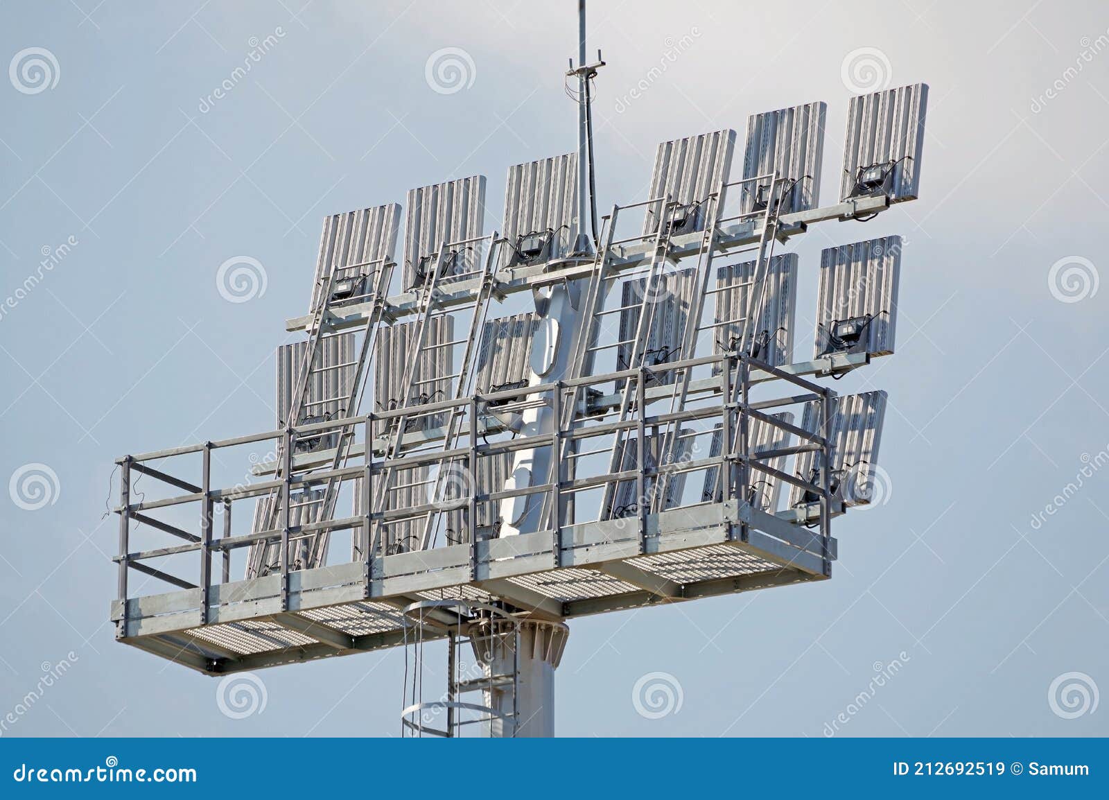Stadium Spot-light Tower Over Sky Stock Image - Image of spot, bulb ...