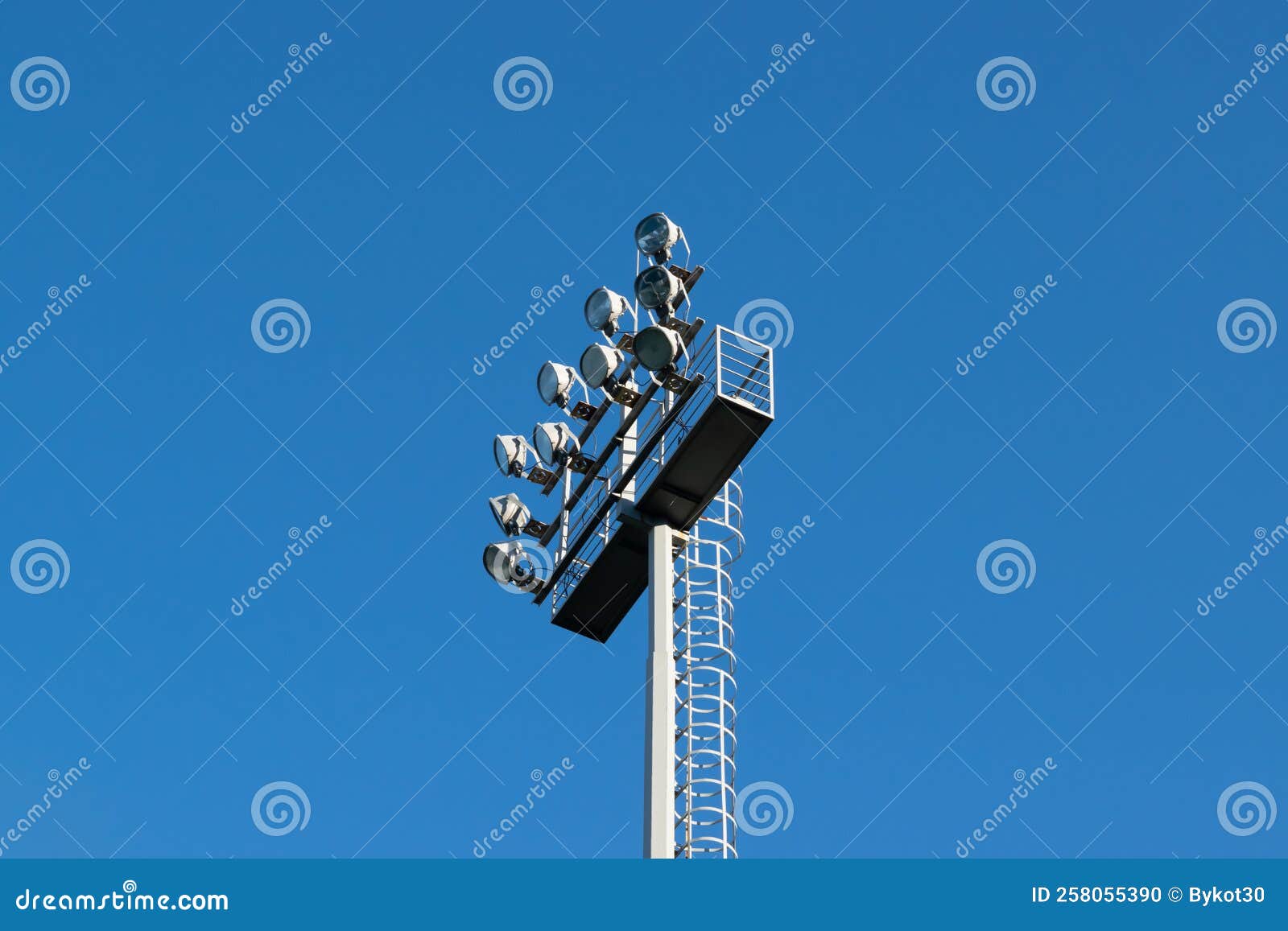 Stadium Spotlight Against the Blue Sky. Stock Photo - Image of bulb ...