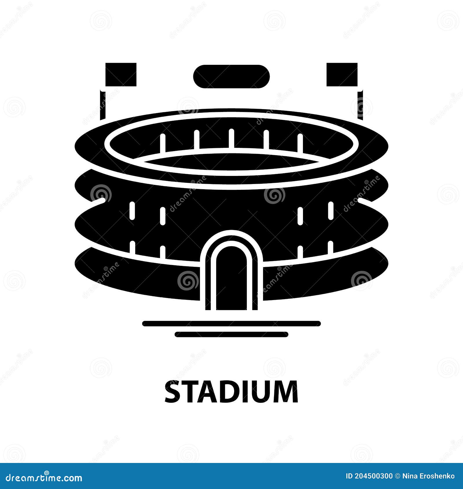 Stadium Symbol Icon, Black Vector Sign with Editable Strokes, Concept ...