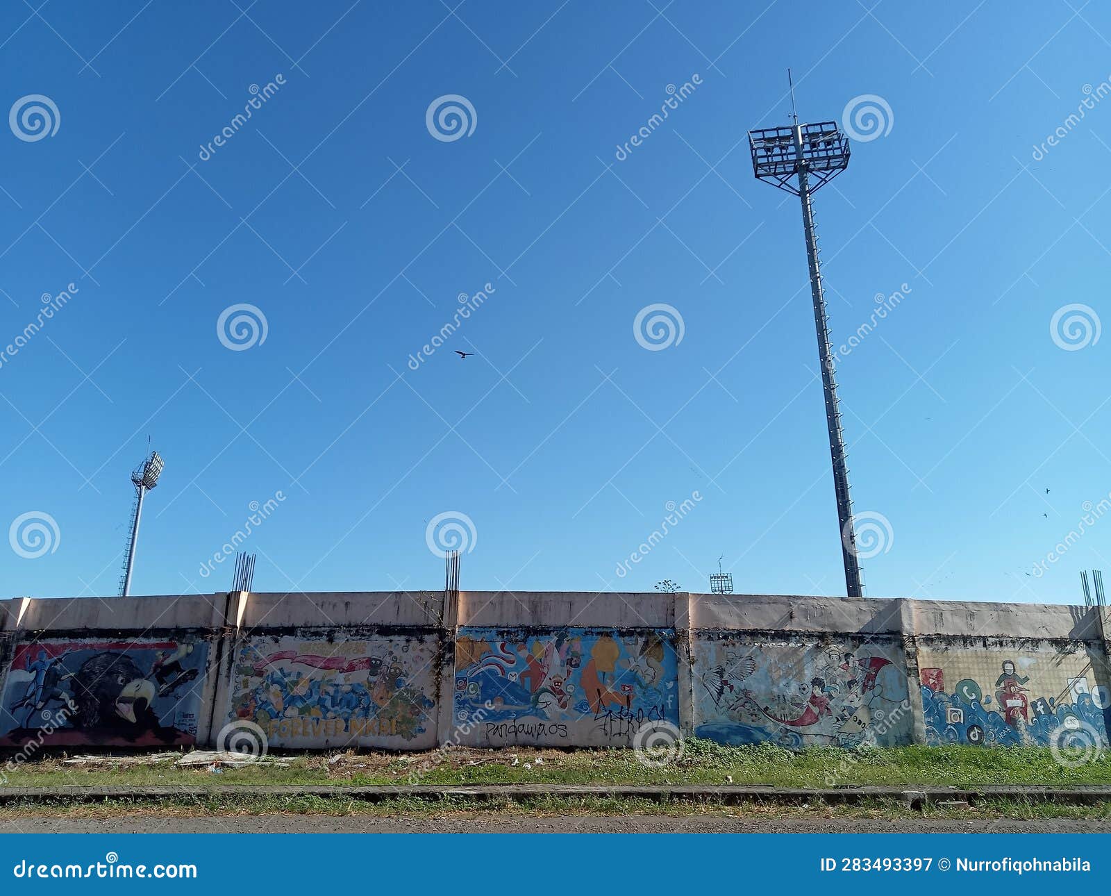 Stadium with Tall and Big Lights Stock Image - Image of landmark ...