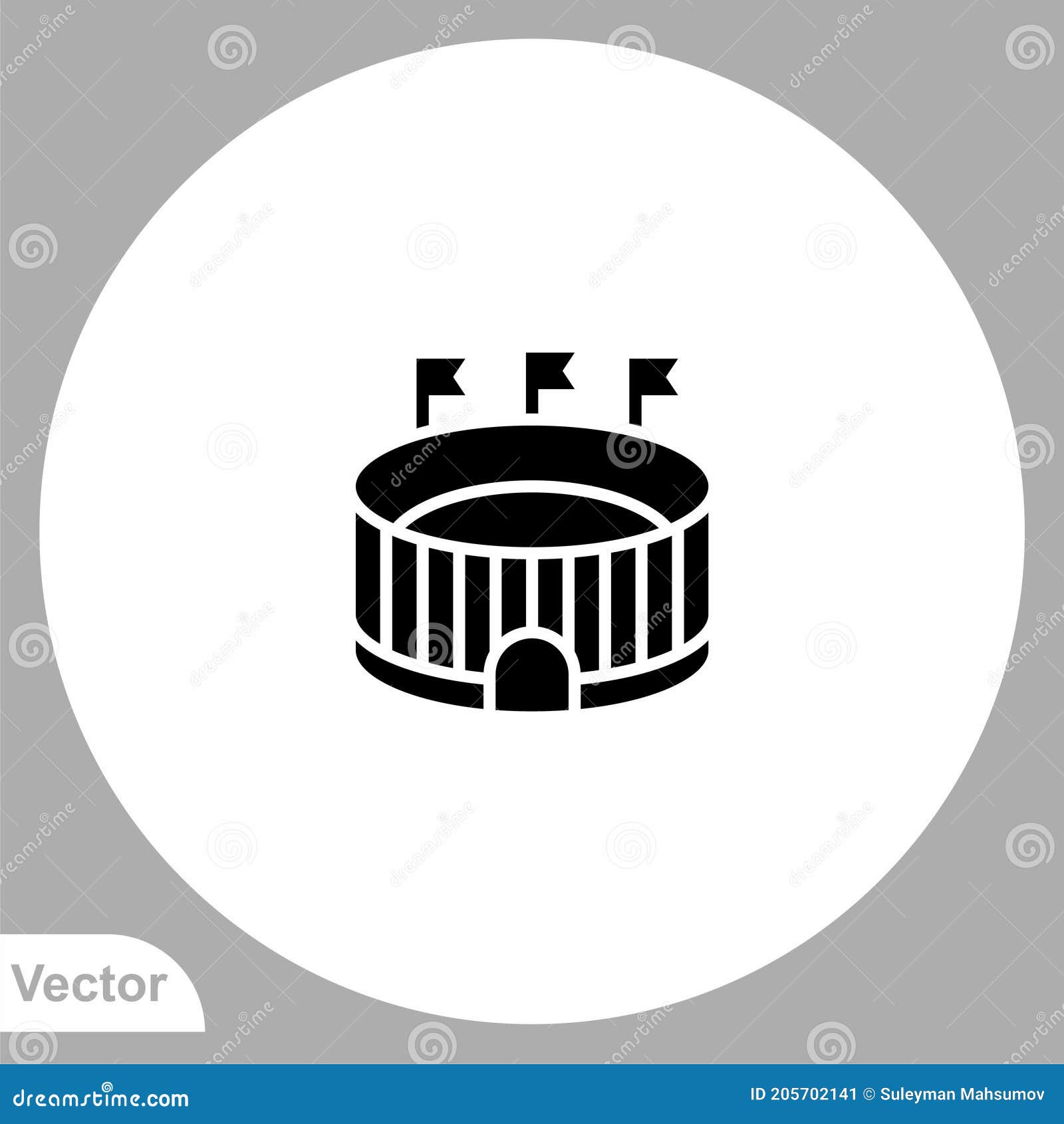 Stadium Vector Icon Sign Symbol Stock Vector - Illustration of line ...