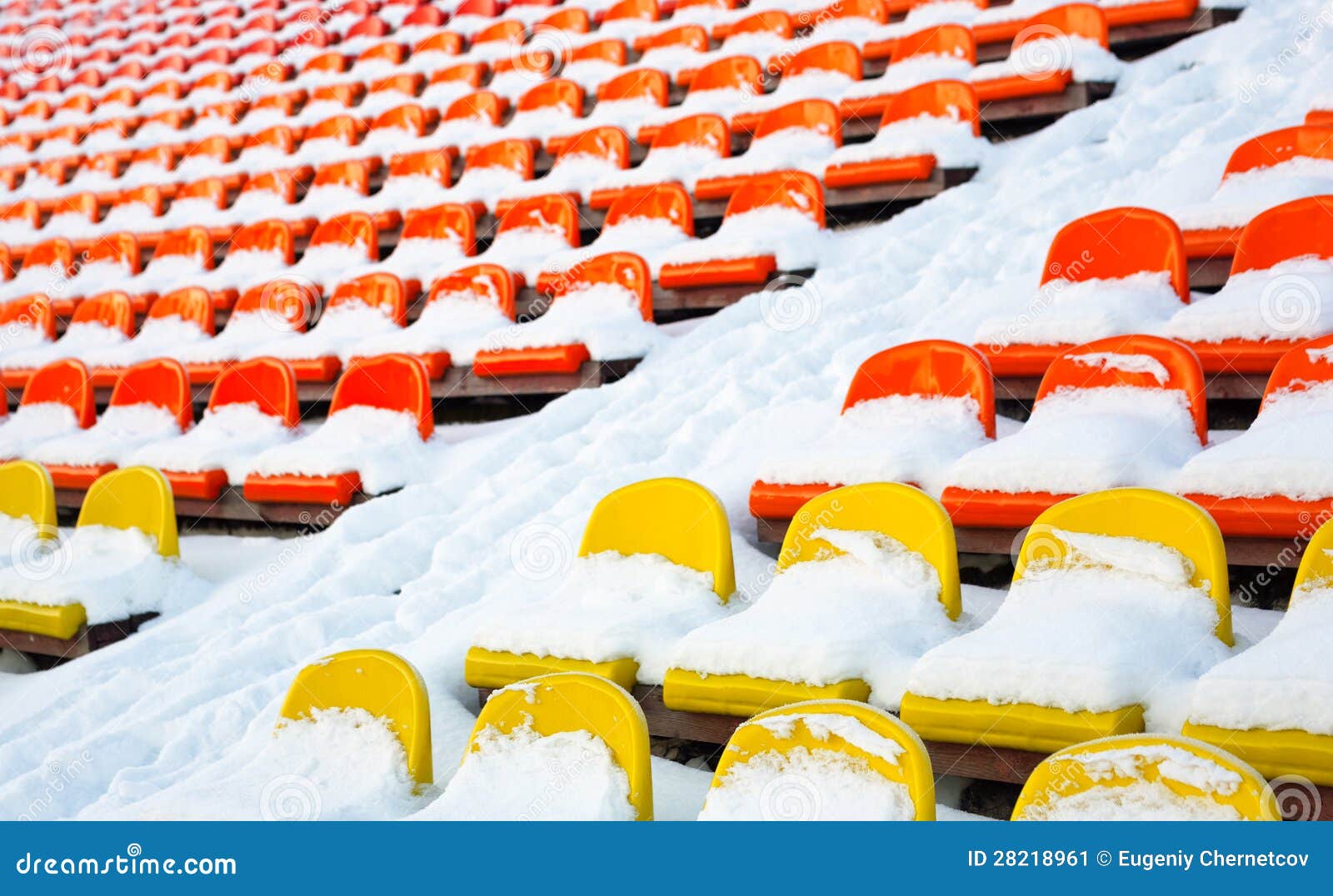Stadiums Winter Covered with Snow Stock Image - Image of game, podium ...
