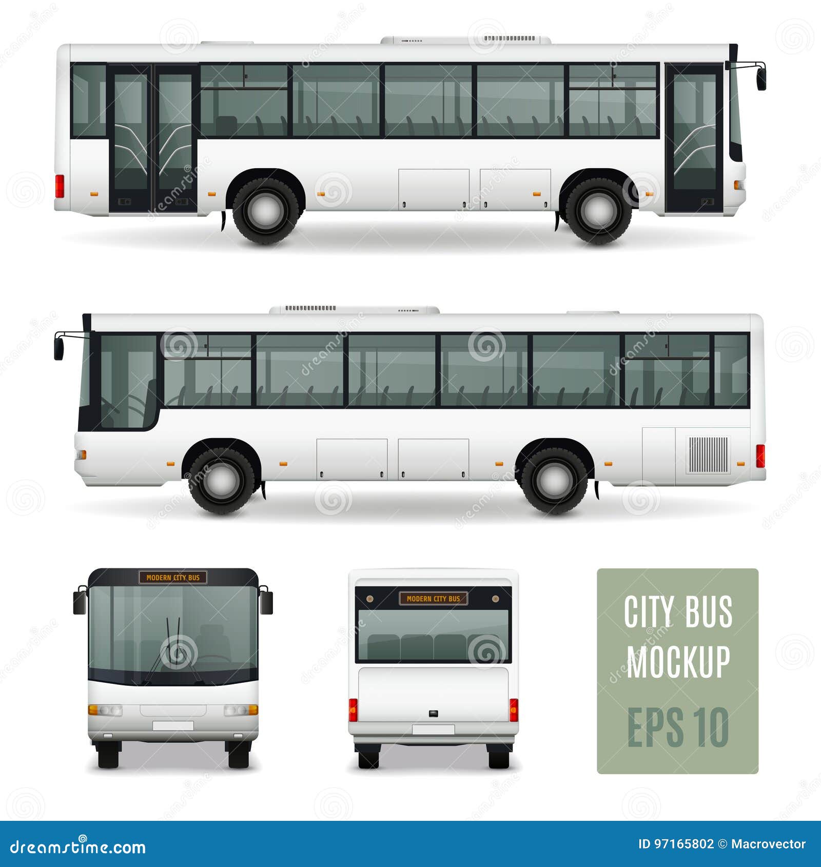 Stadsbus Realistisch Reclamemalplaatje Vector Illustratie ...