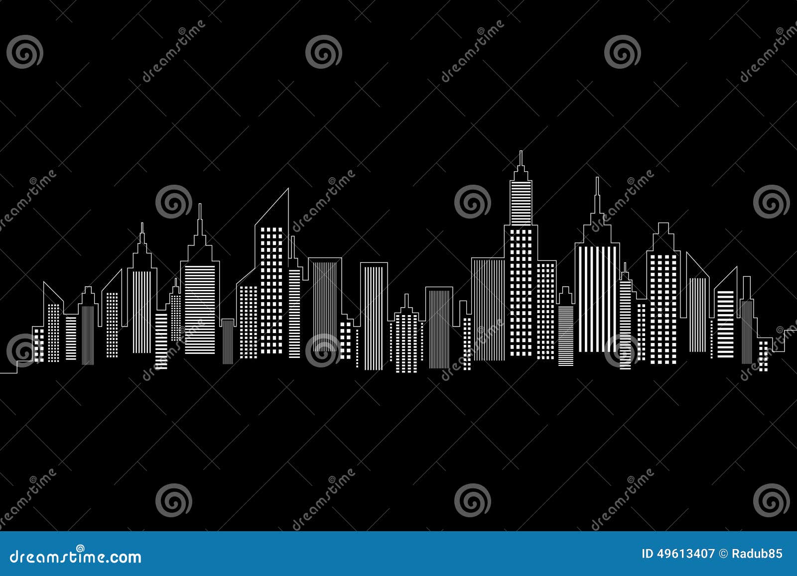 Stadt-Skyline-Schattenbild vektor abbildung. Illustration von ...