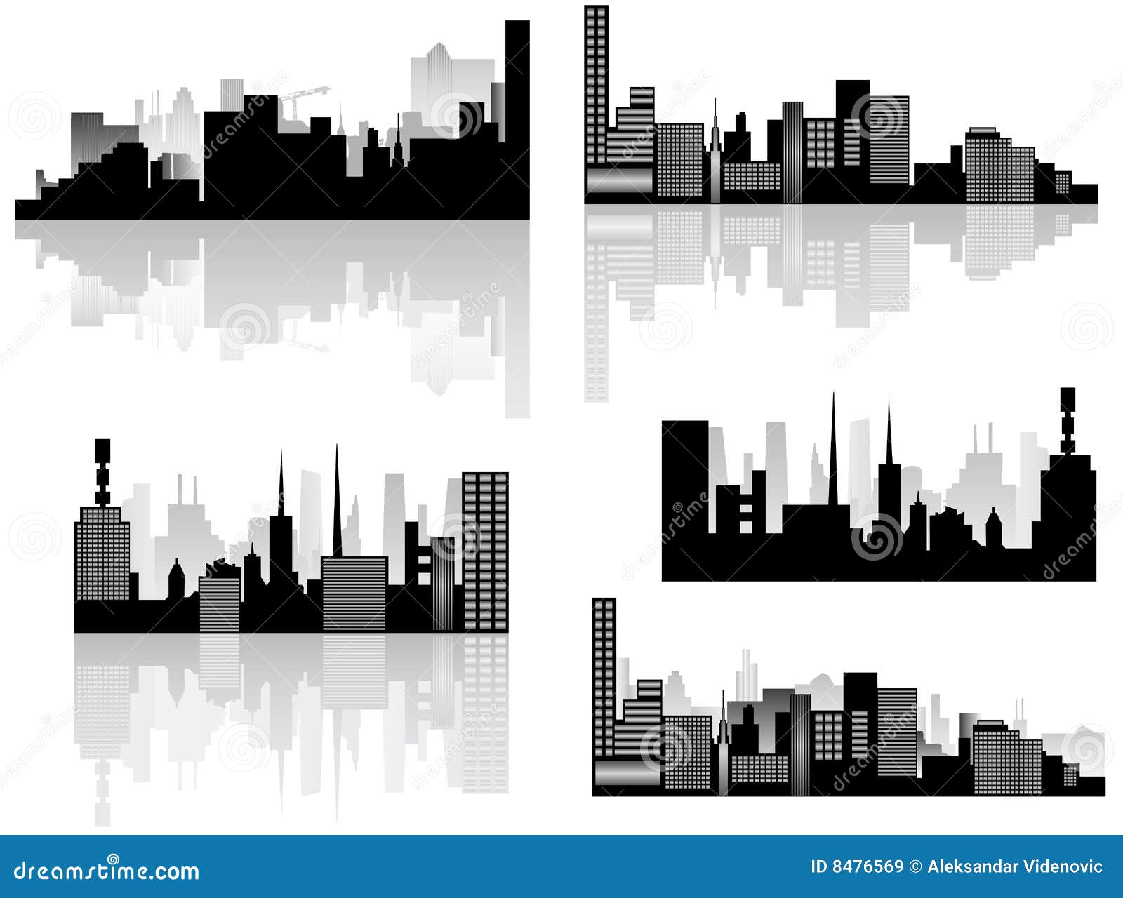 Stadt-Skyline Und -schatten Vektor Abbildung - Illustration von ...