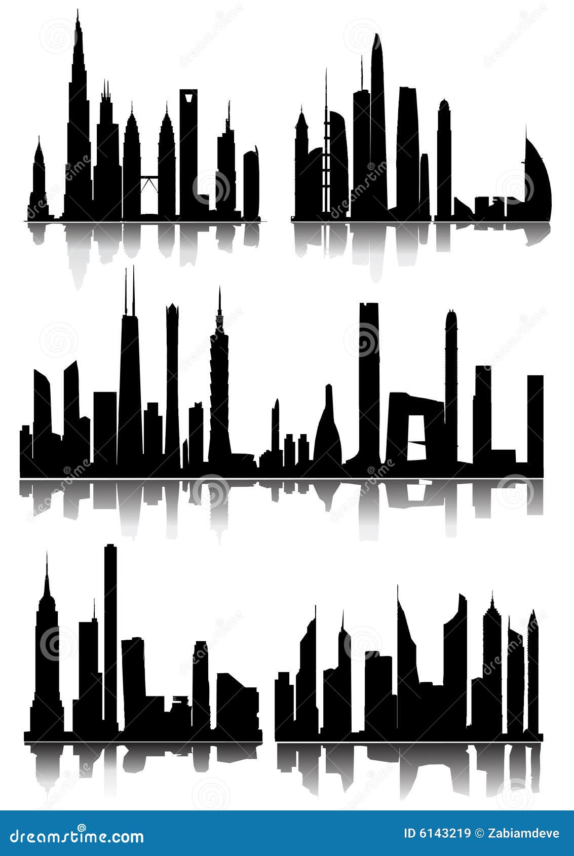 Stadt-Skyline Und Schattenbilder Vektor Abbildung - Illustration von ...