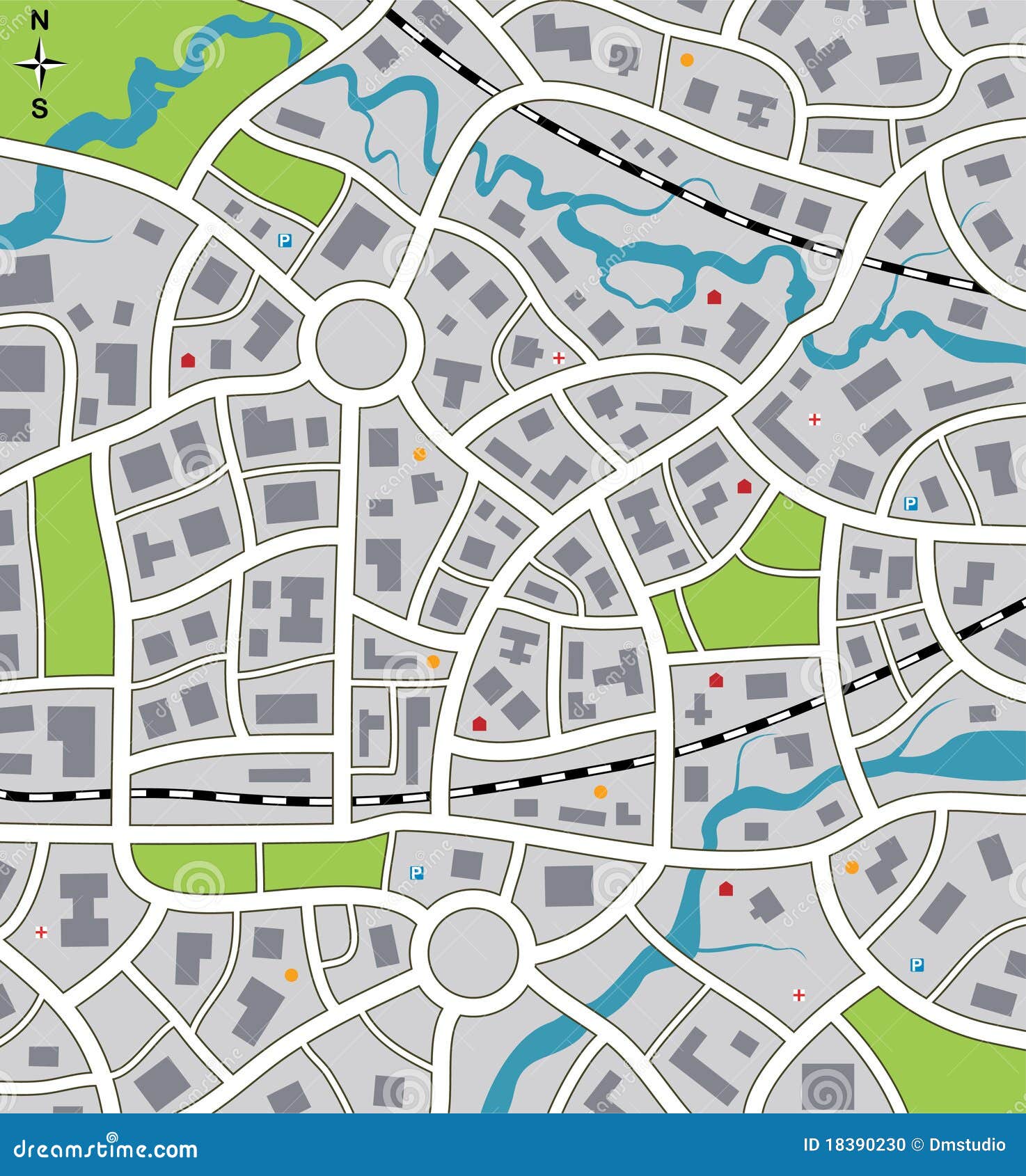 Stadtkarte vektor abbildung. Illustration von bach, plan - 18390230