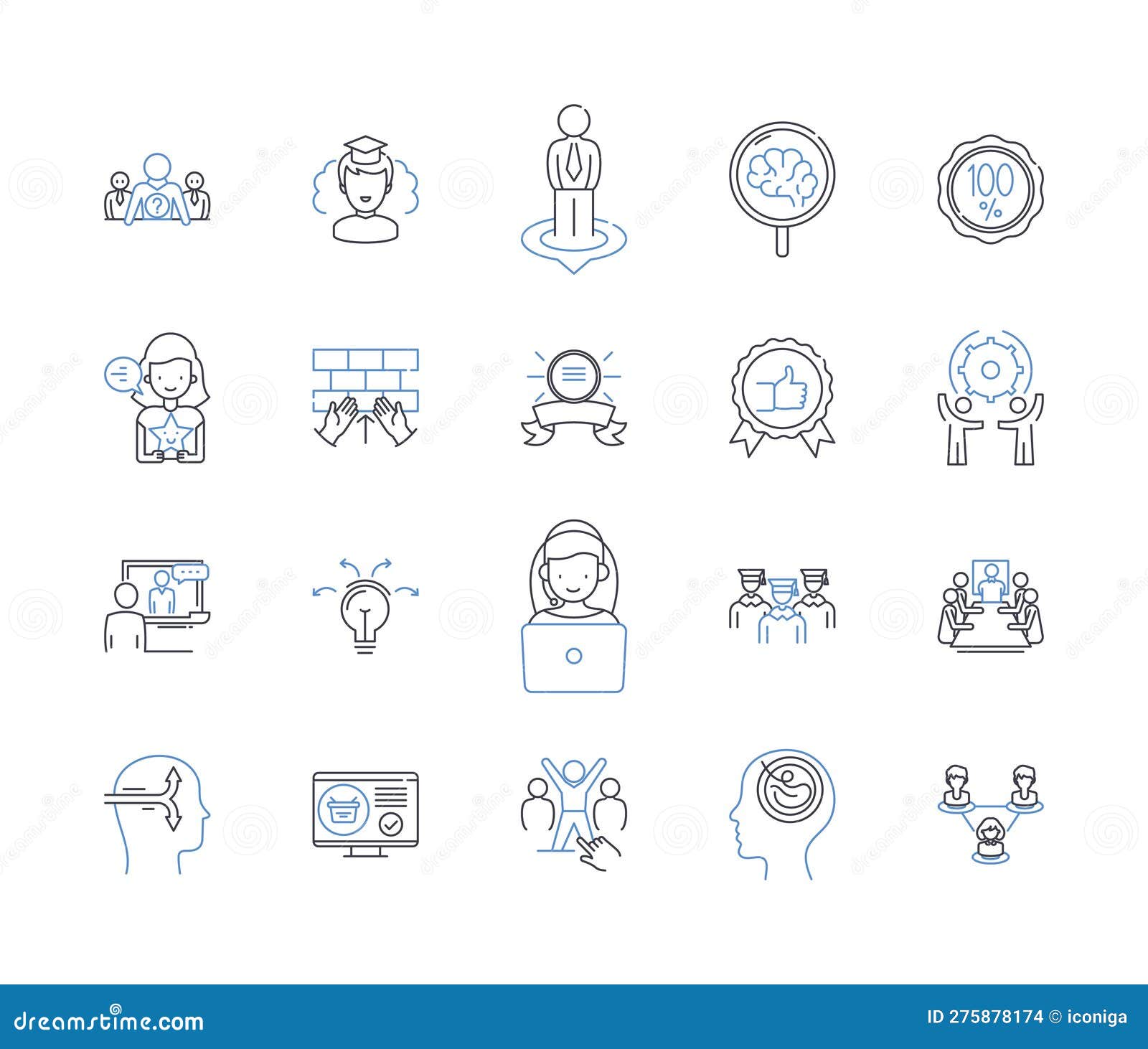 Productivity Metrics Linear Icons Set Efficiency Outputs Metrics Results Performance Kpis