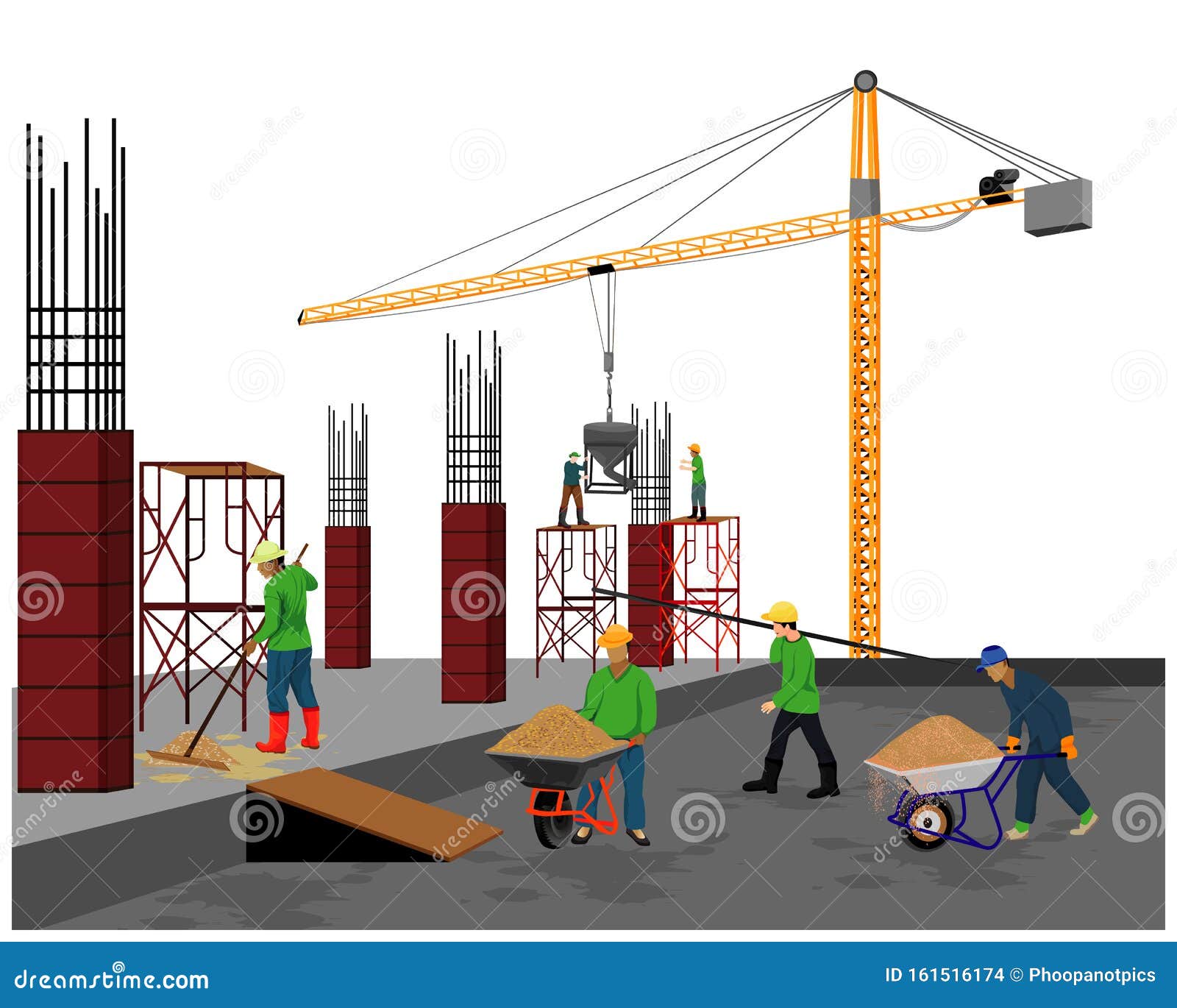 Staff Cartoon Shape with Construction Work Stock Vector - Illustration ...
