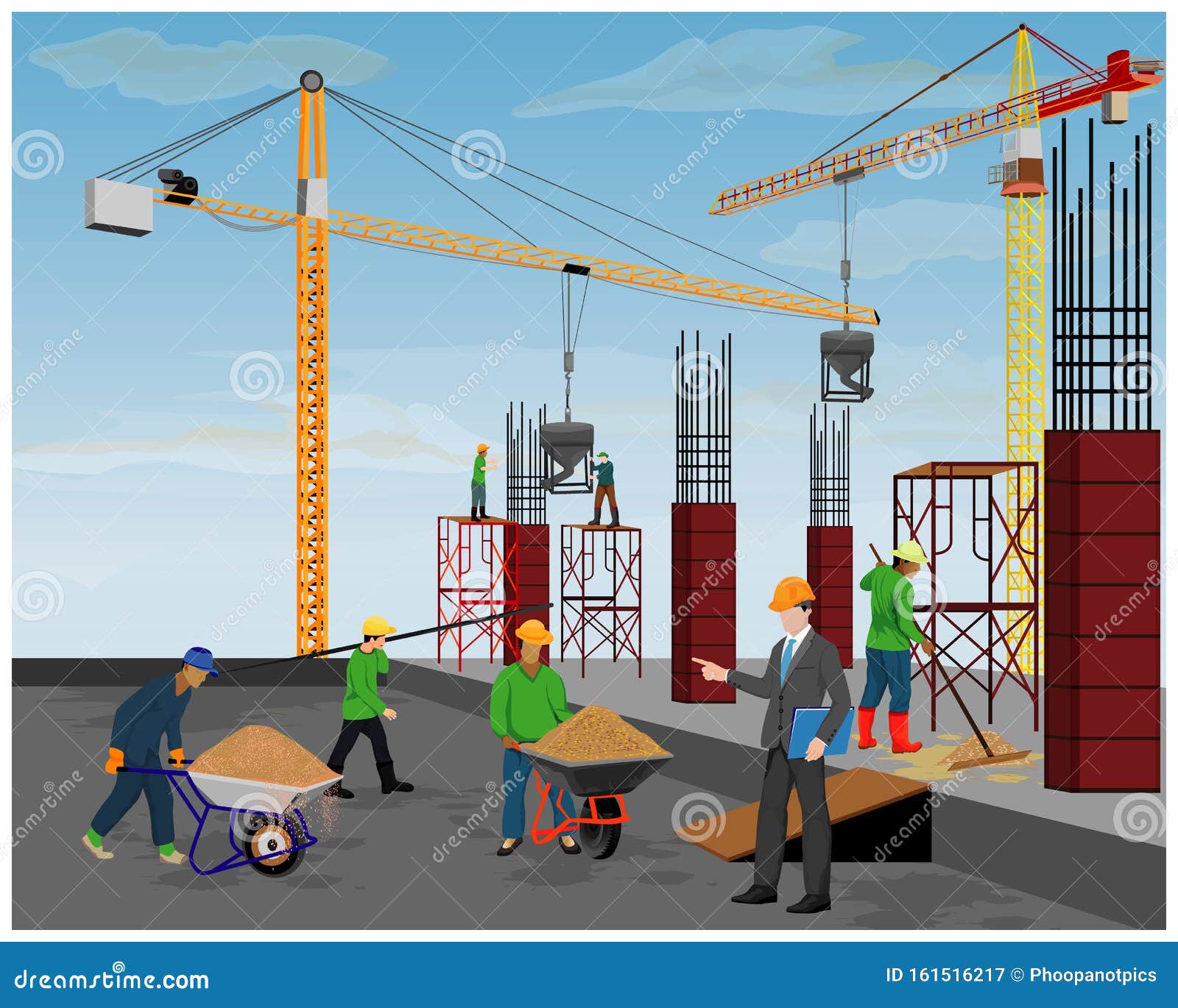 Staff Cartoon Shape with Construction Work Stock Vector - Illustration ...