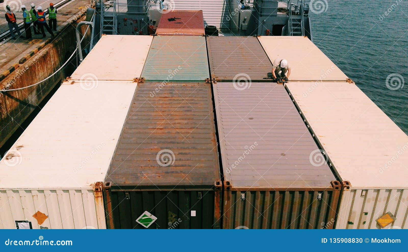 Staff Checking Container Boxes for Export-import Logistic. Stock Photo ...