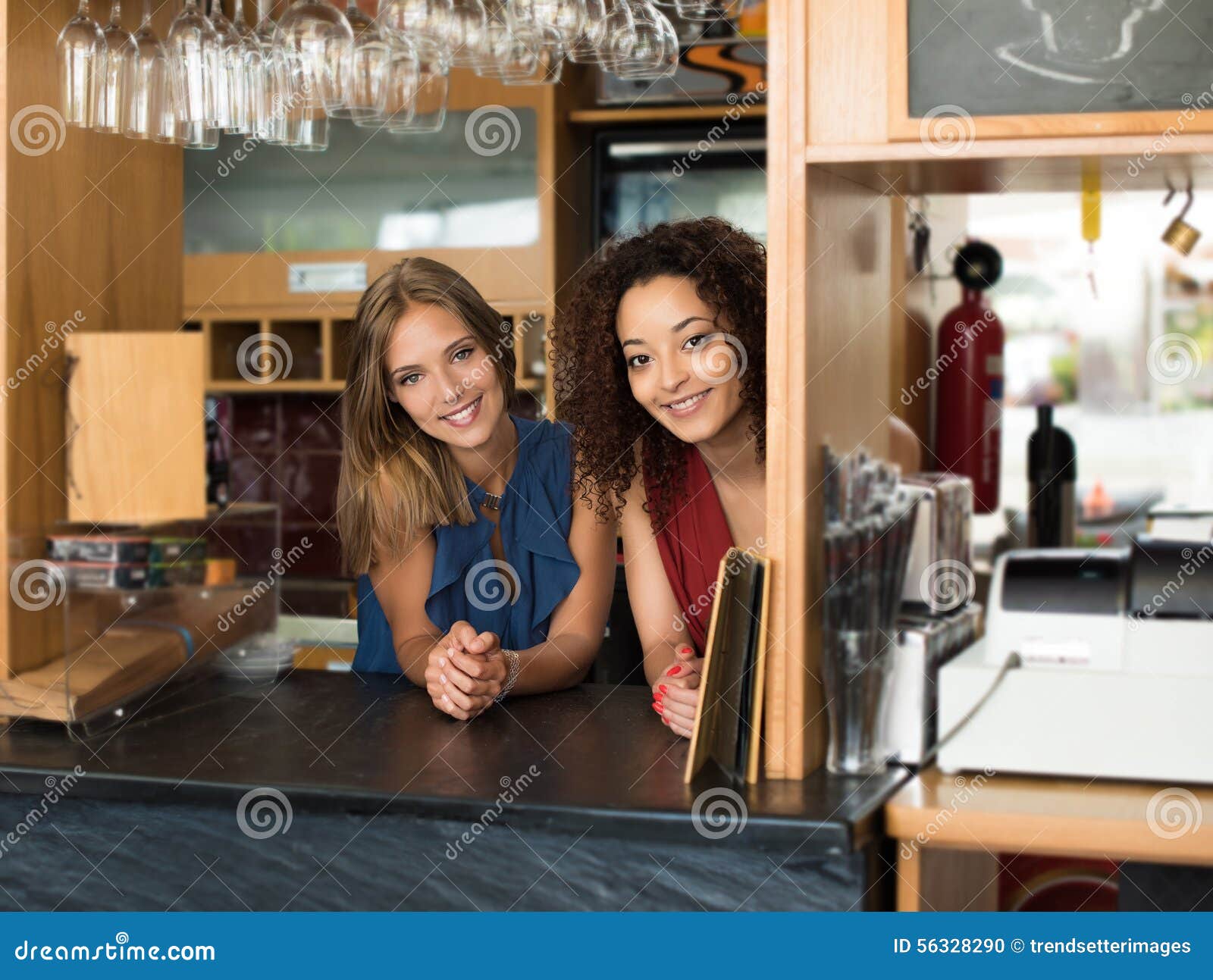 Staff at coffee shop stock photo. Image of happy, race - 56328290