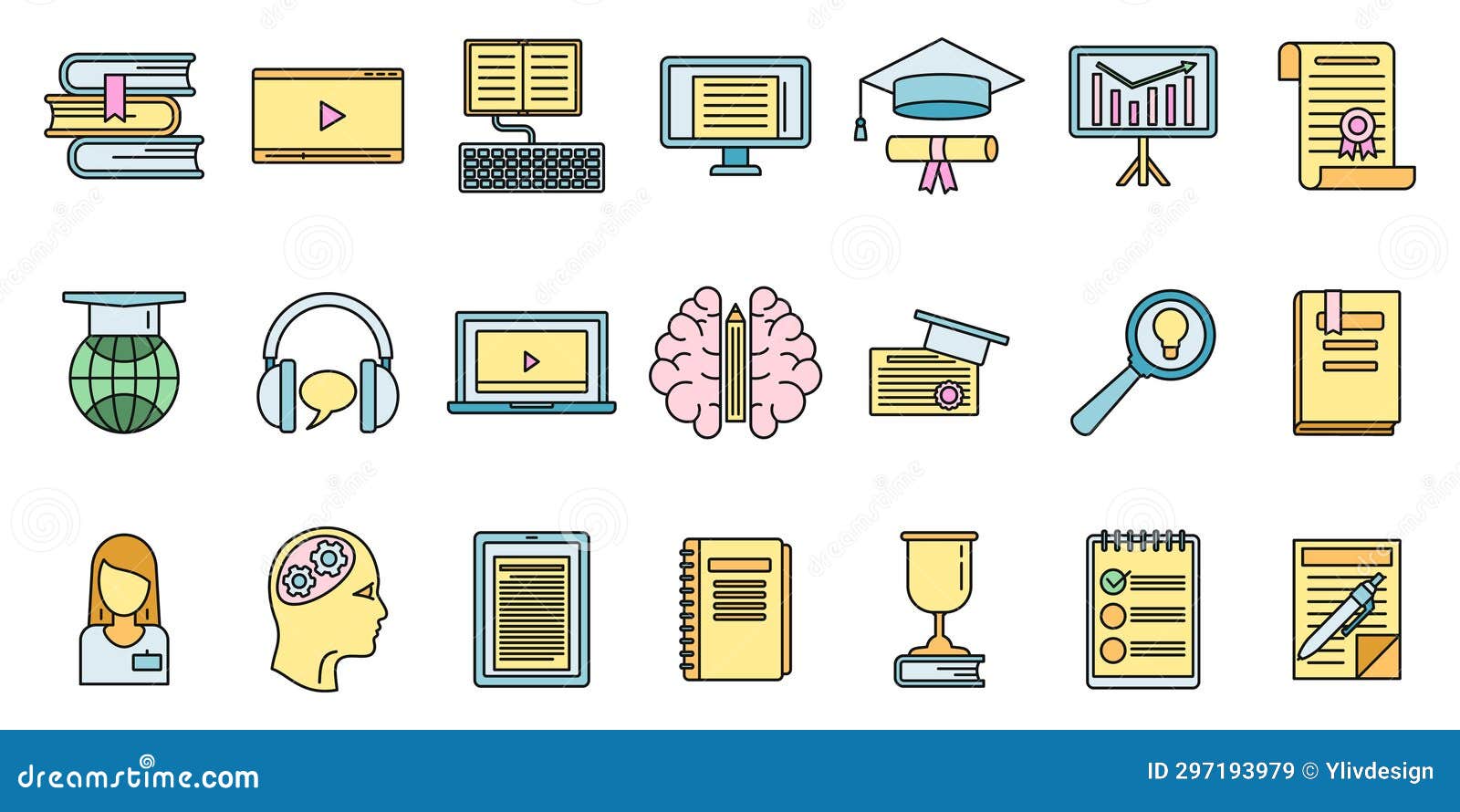 Staff Education Training Icons Set Vector Color Stock Illustration ...